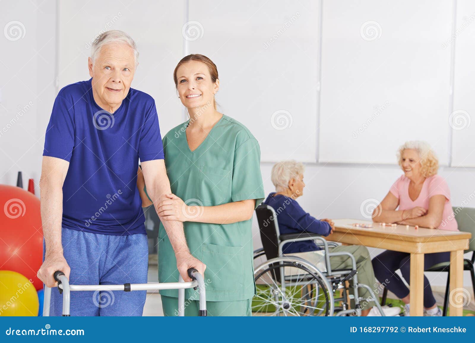 Old Man with Nurse in Nursing Home Stock Photo - Image of group ...