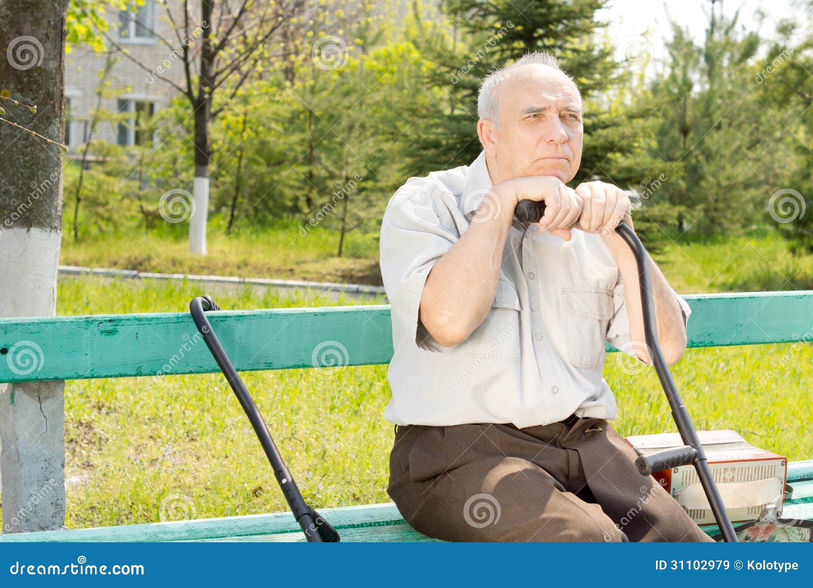 Old man outdoors stock image. Image of musing, infirm - 31102979