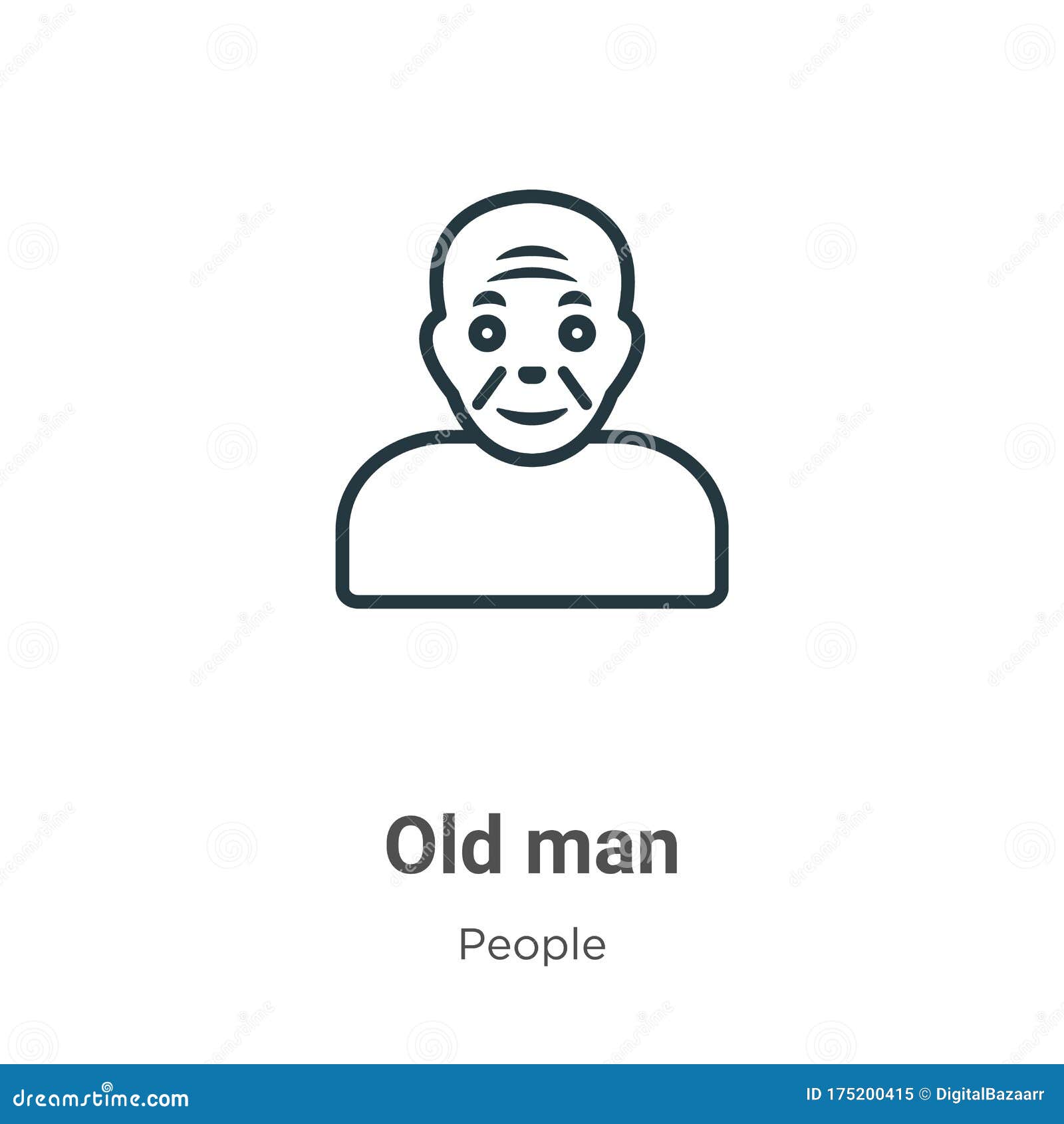 Old Man Outline Vector Icon. Thin Line Black Old Man Icon, Flat Vector ...