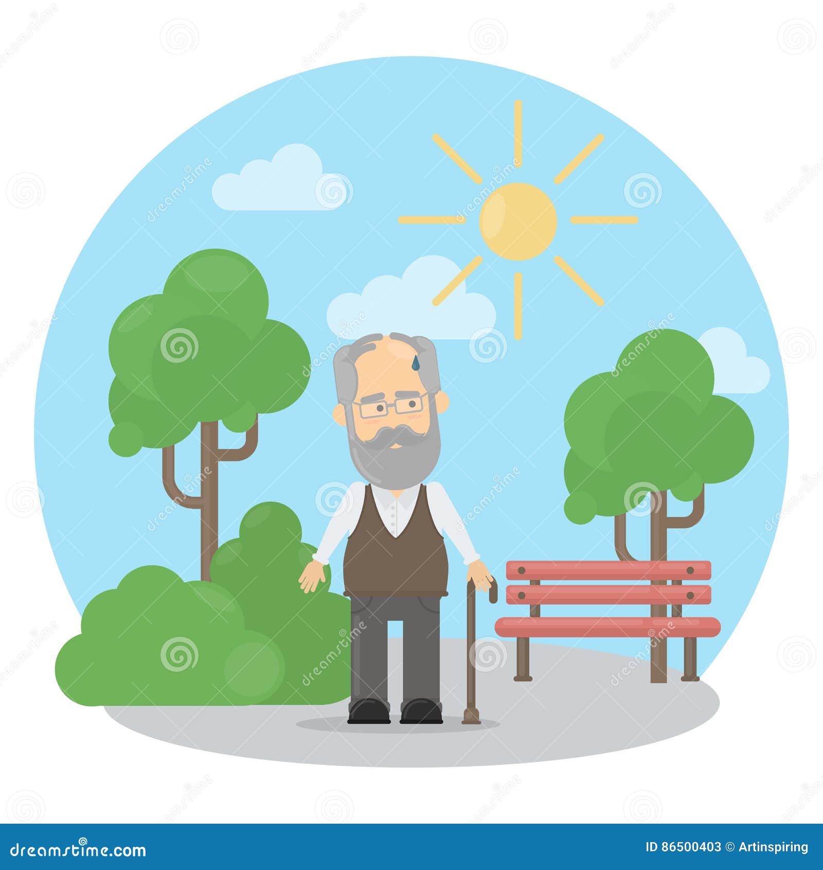 Old man outside. stock vector. Illustration of sports - 86500403