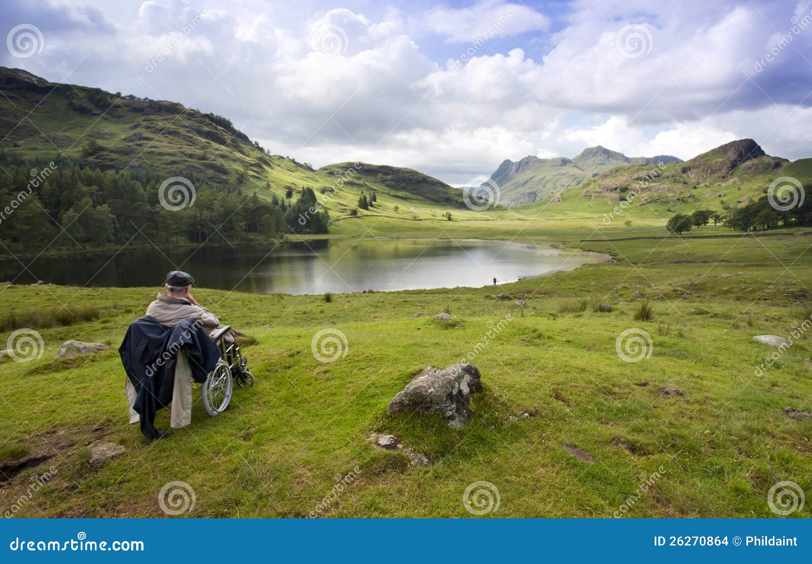 Old man overlooking lake editorial stock image. Image of tarn - 26270864
