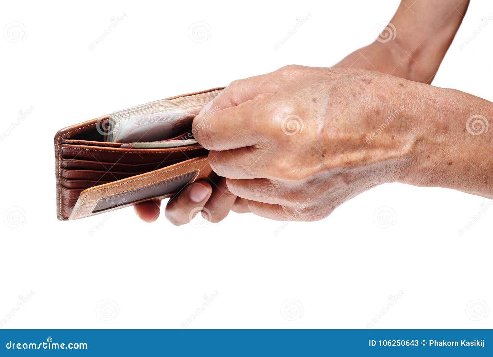 Old Man Paying for Something with a Full of Money in Stock Image ...