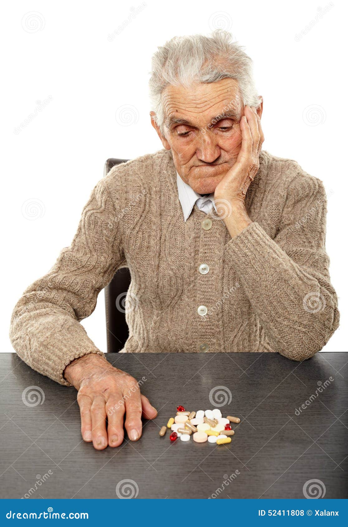 Old man with pills stock photo. Image of medication, farmer - 52411808