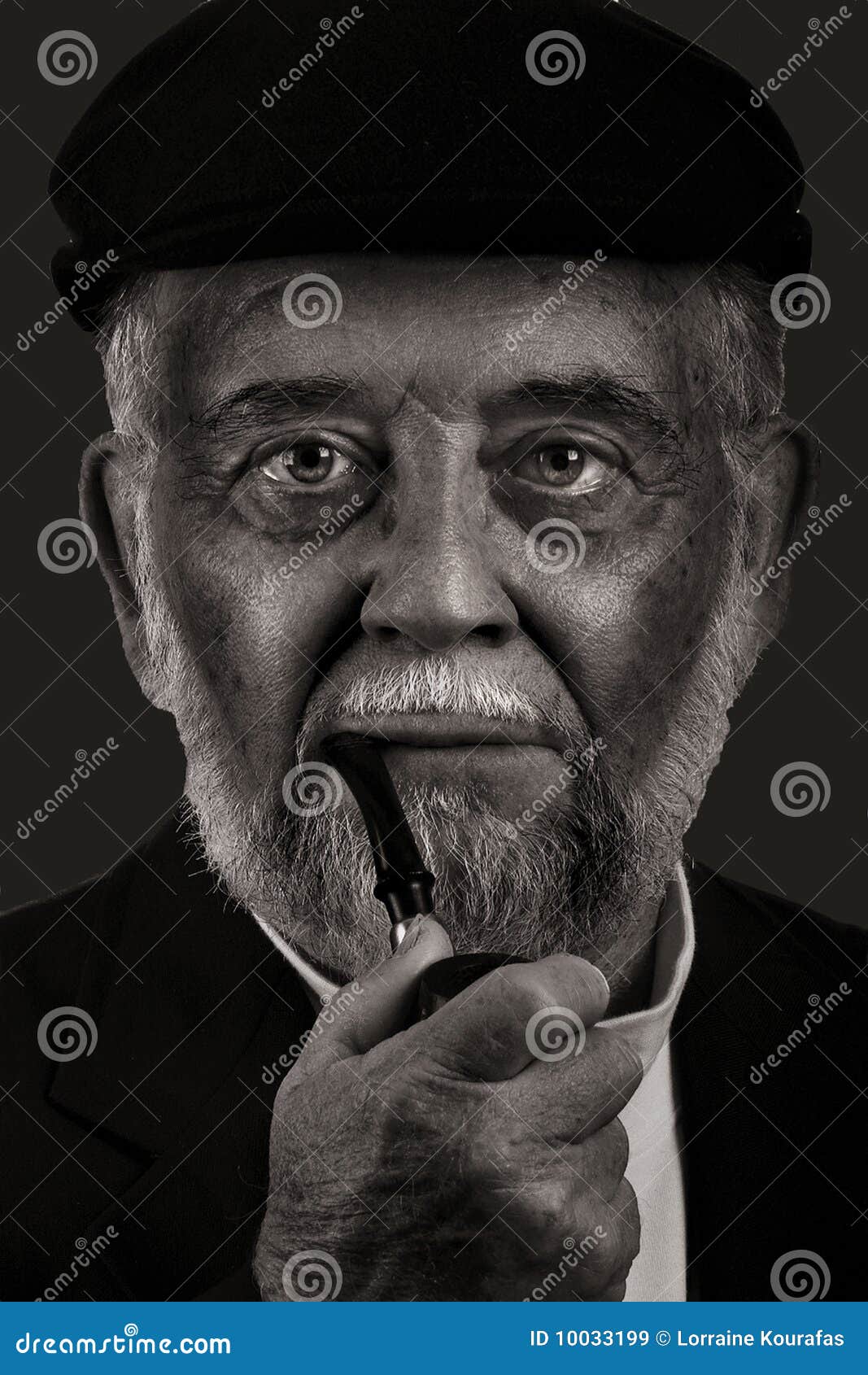 Old Man with Pipe stock image. Image of face, male, aged - 10033199