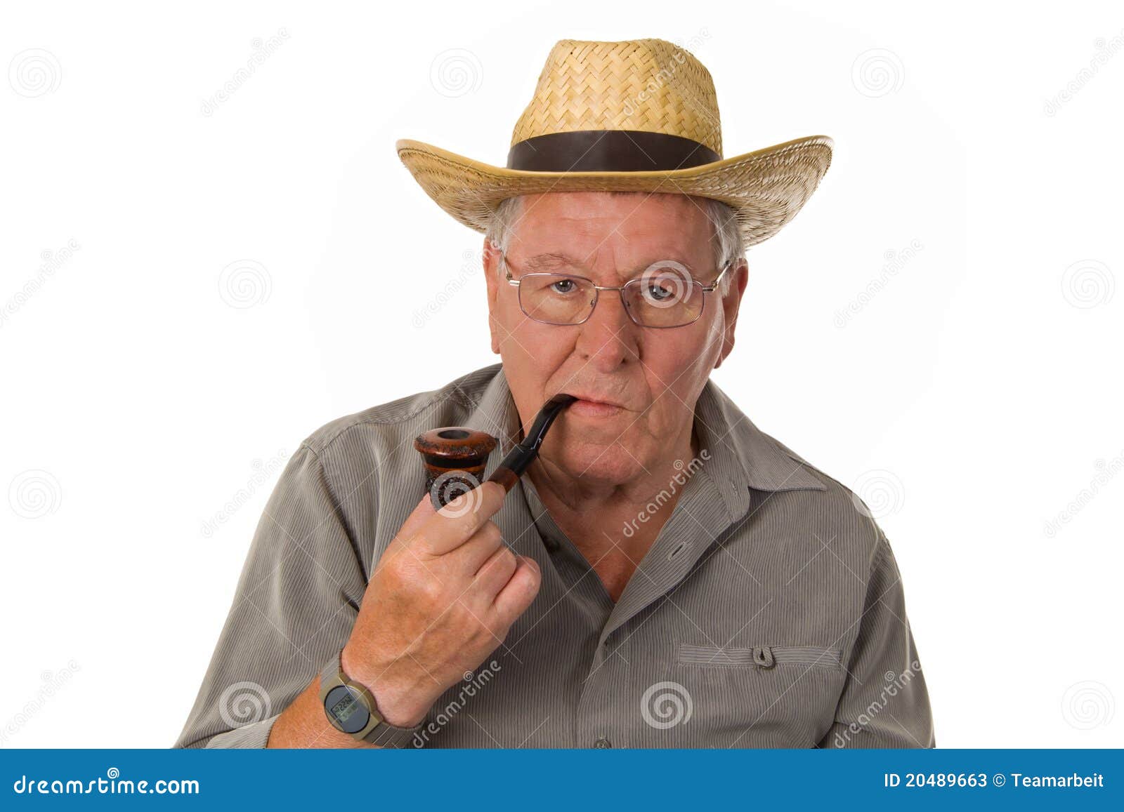 Old man with pipe stock image. Image of shirt, retiree - 20489663