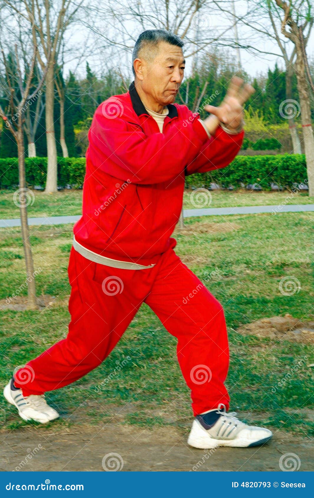 Old man play Taiji boxing stock image. Image of fight - 4820793