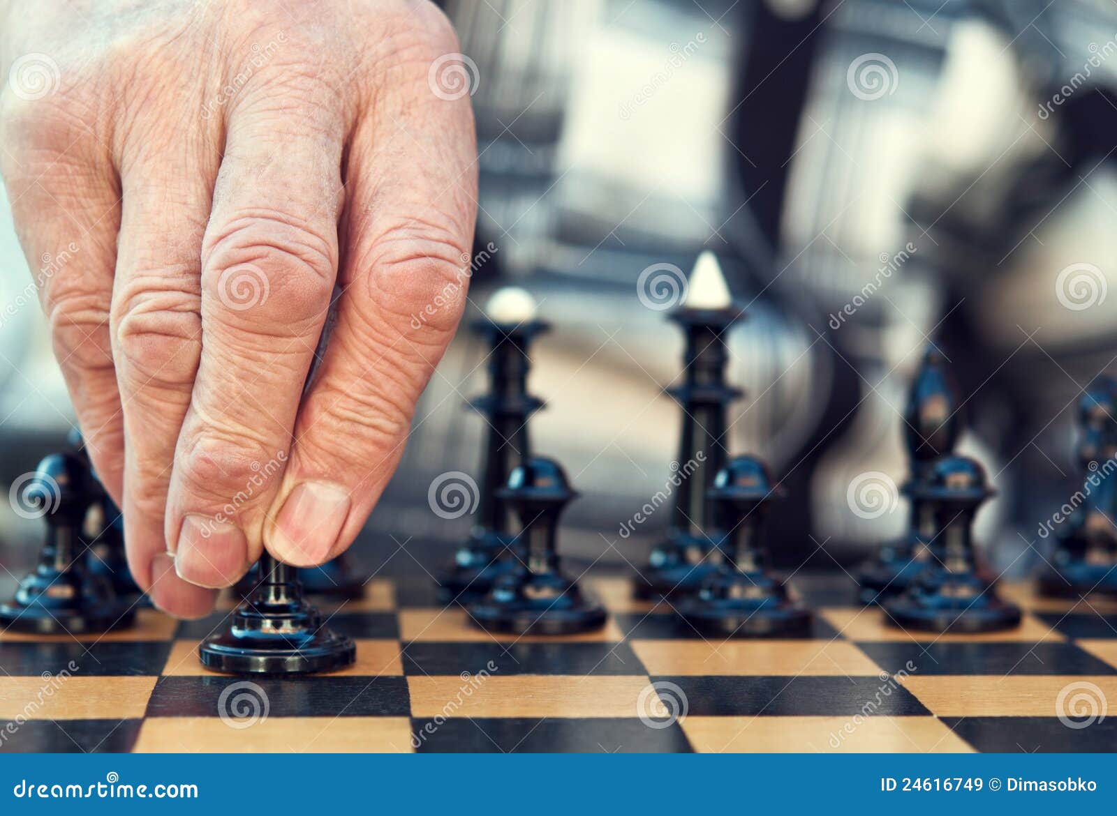Old man playing chess stock image. Image of battle, pawn - 24616749