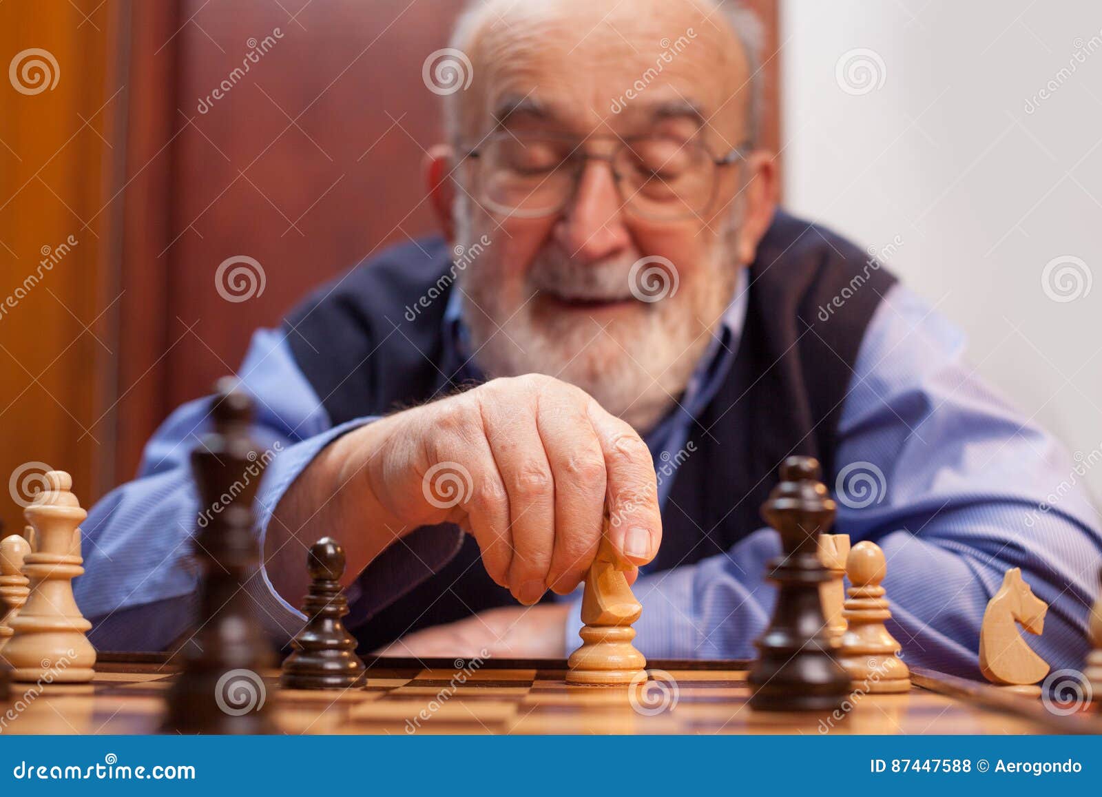Old man playing chess stock photo. Image of concentrated - 87447588