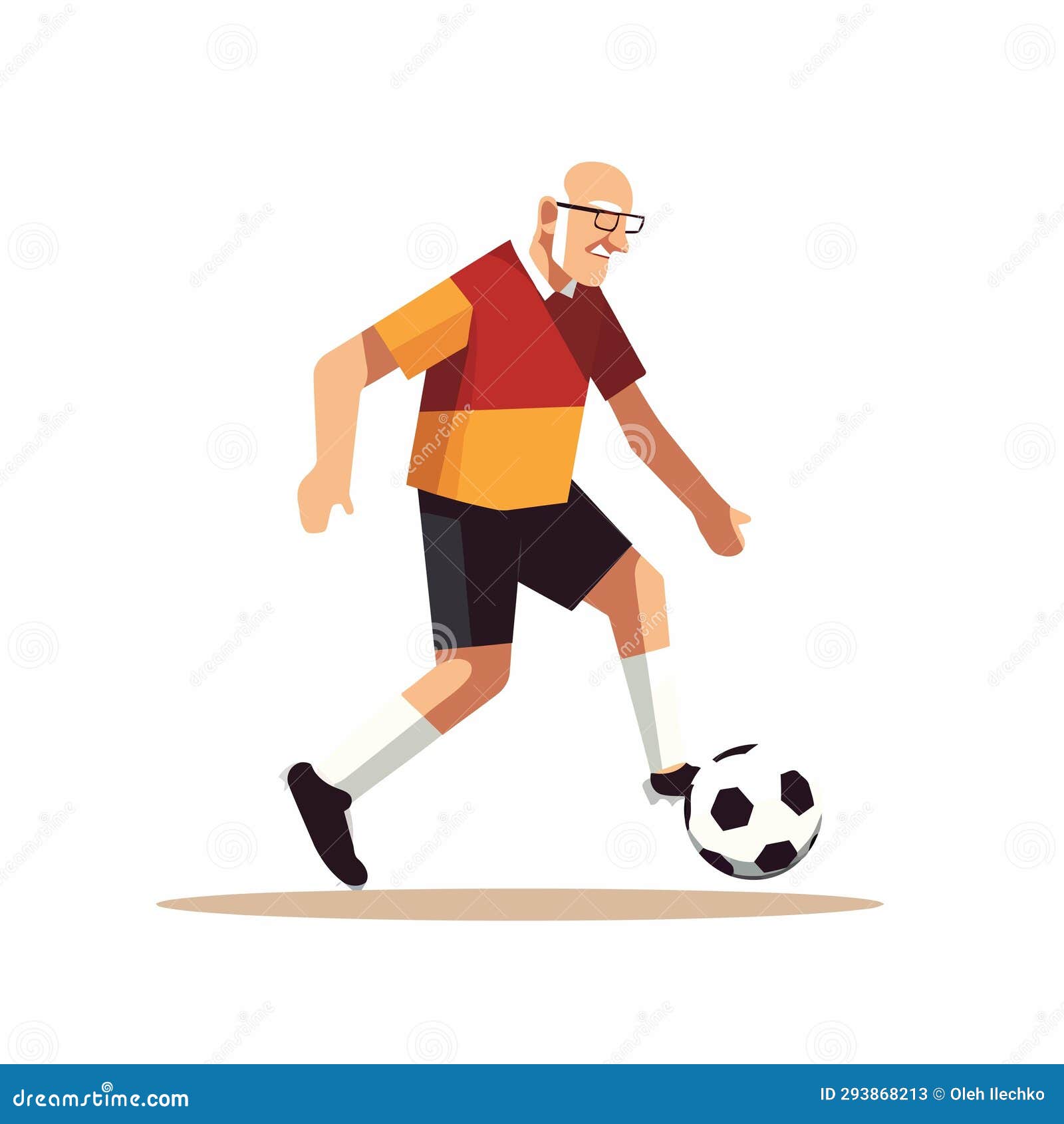 Old Man Playing Soccer Vector Flat Minimalistic Isolated Illustration ...