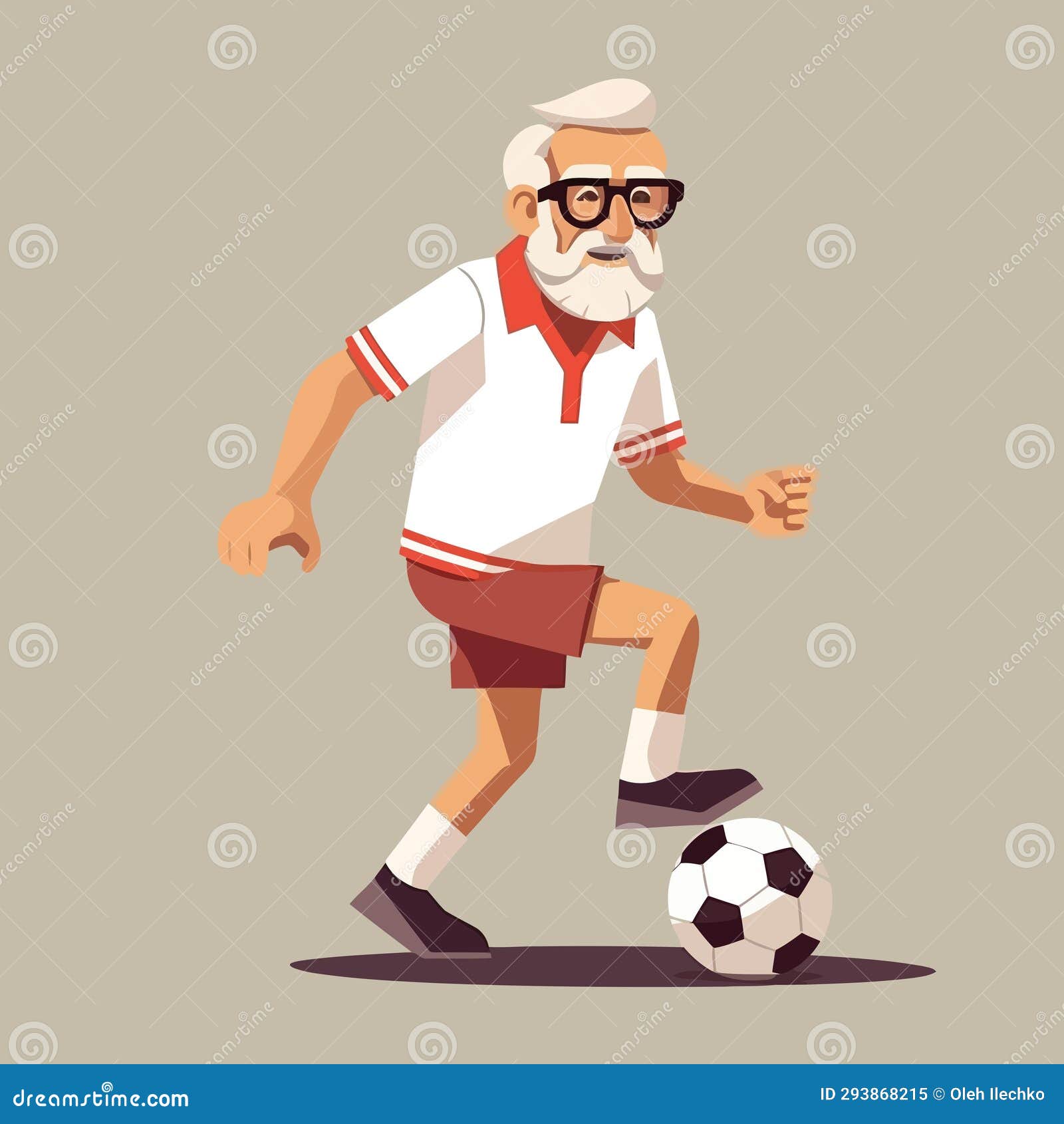 Old Man Playing Soccer Vector Flat Minimalistic Isolated Illustration ...