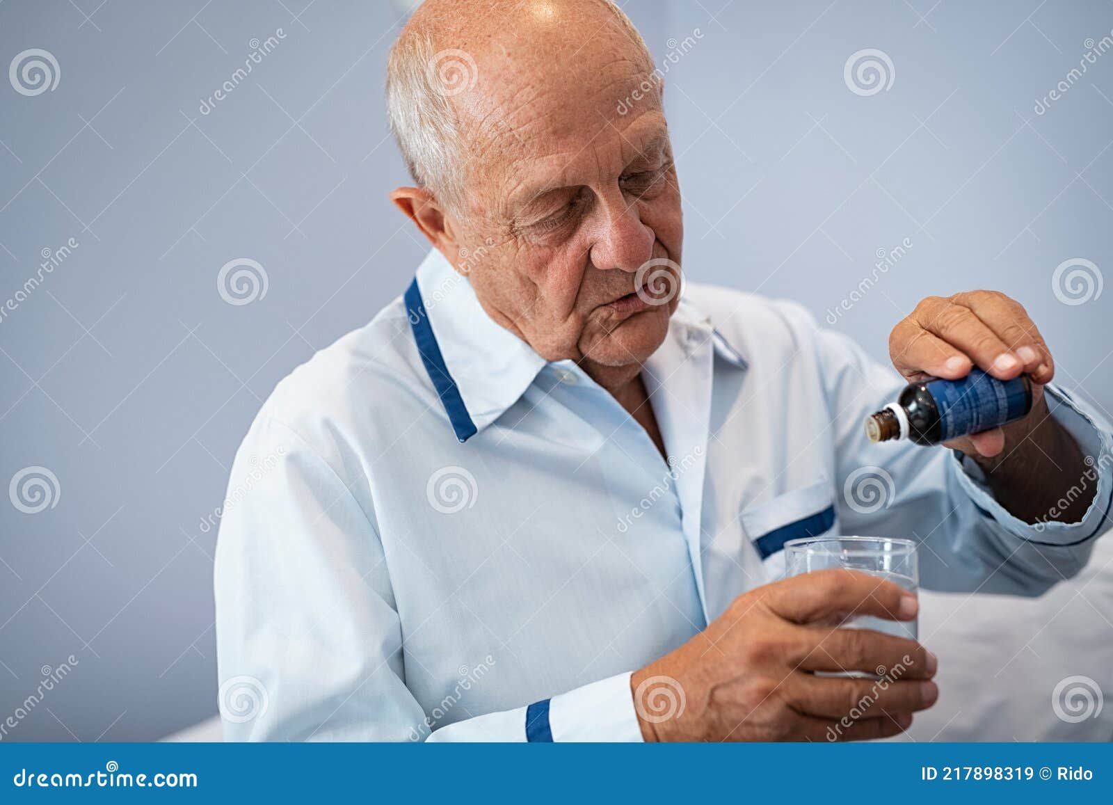 Senior Patient Taking Medicine Drops For Sleep Stock Image Image Of