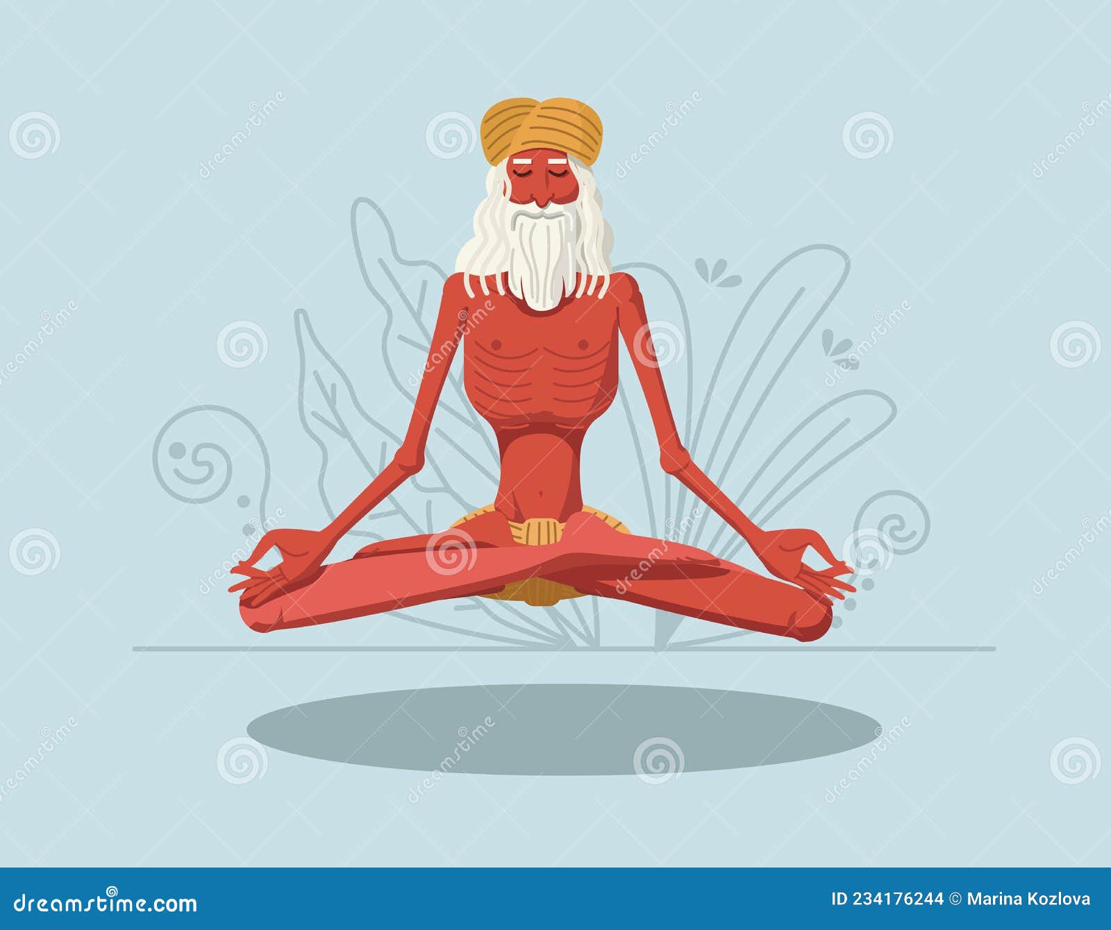 Old Man is Practicing Yoga. Person in Lotus Position Stock Vector ...
