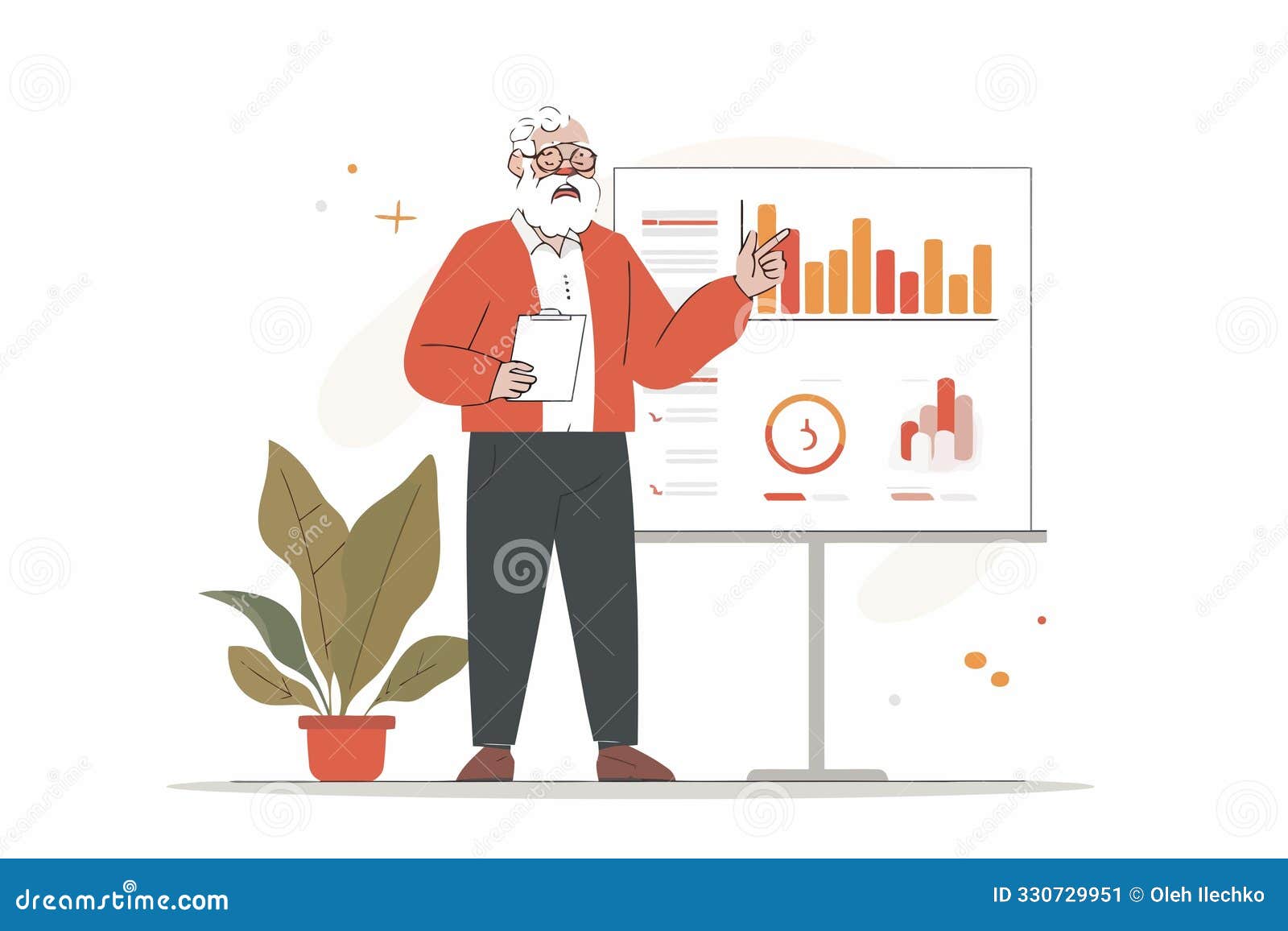 Old Man Presenting Slides Isolated Vector Style Stock Vector ...