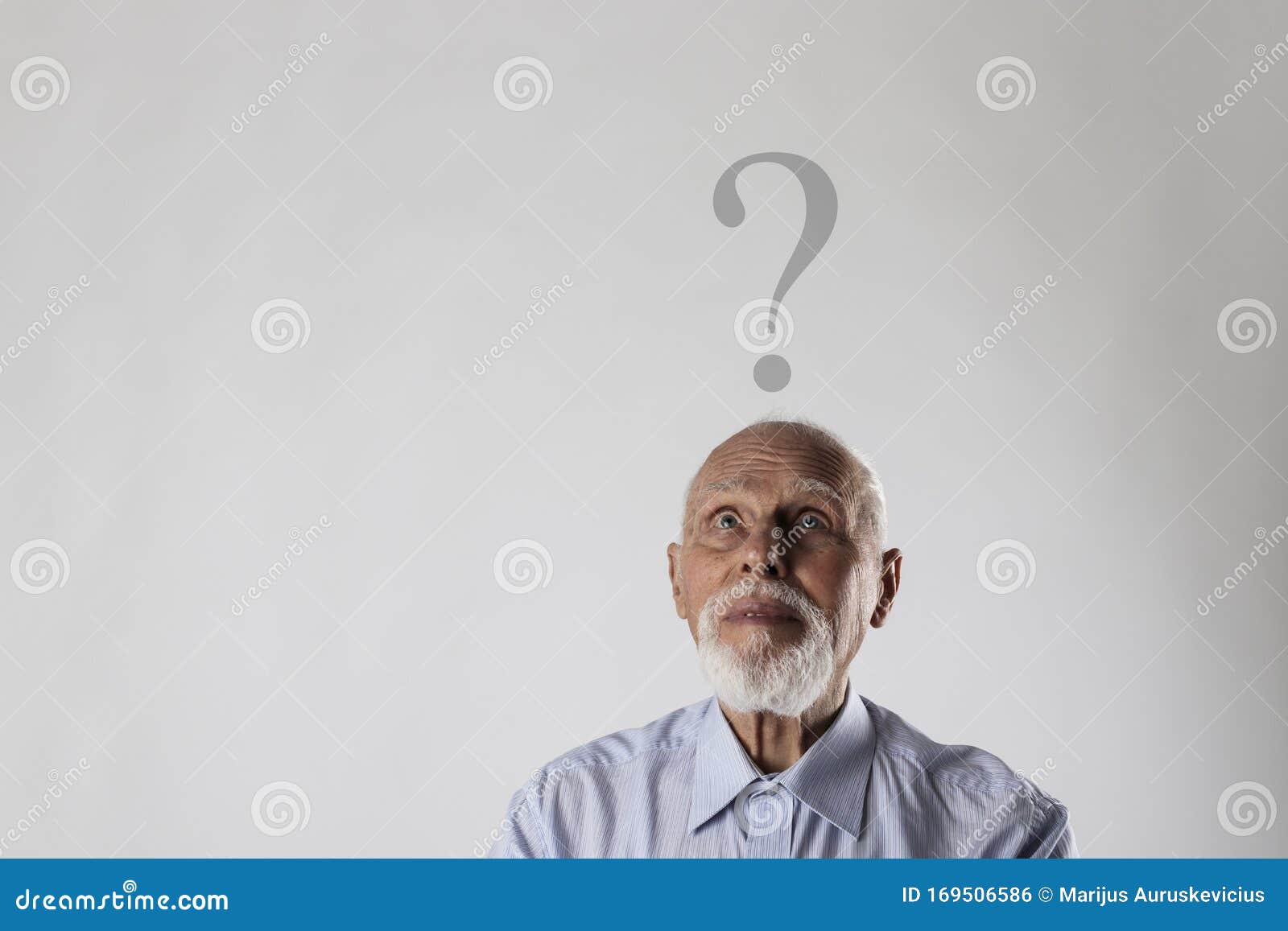 Old man and question mark stock photo. Image of elder - 169506586