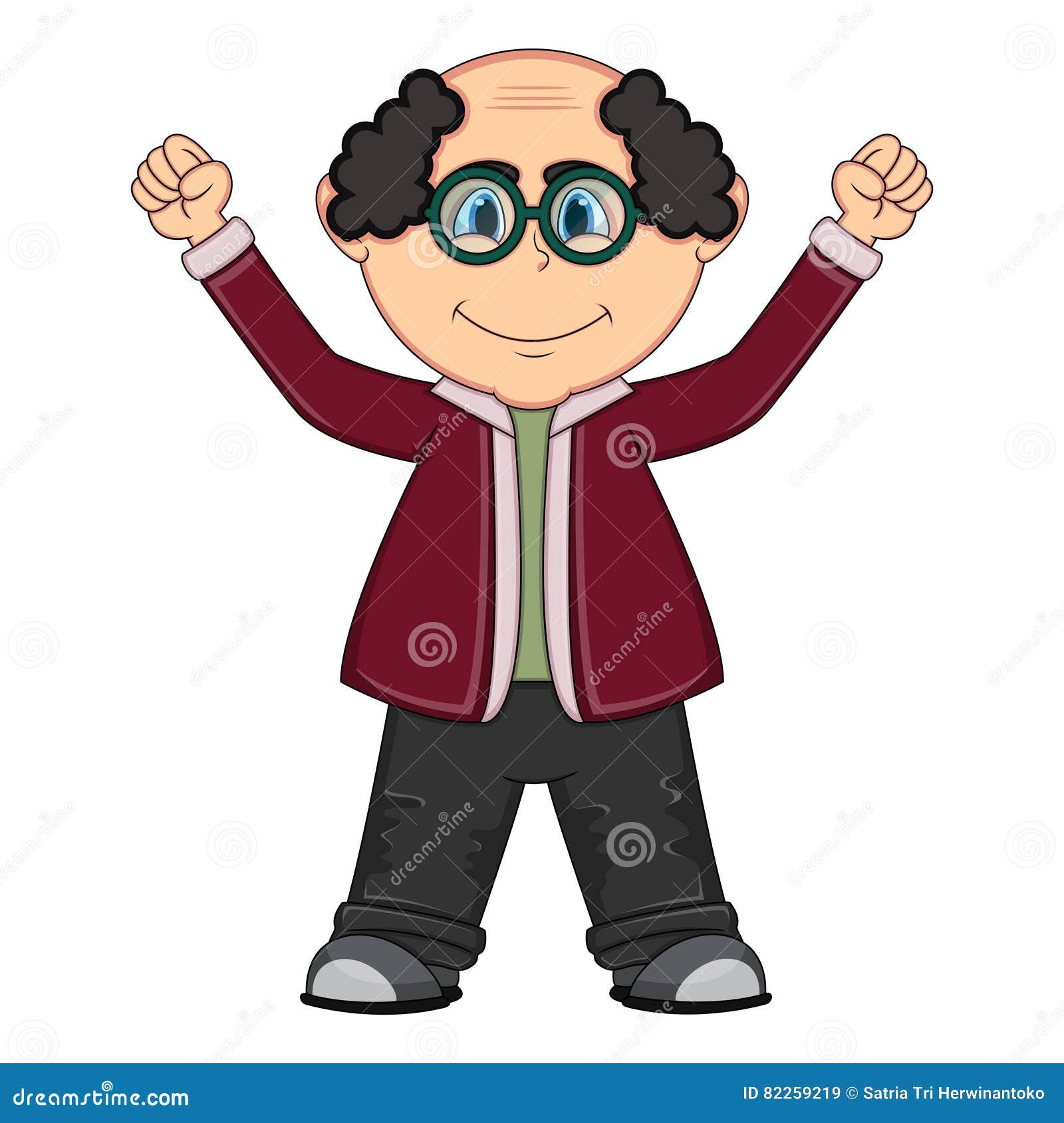 The Old Man Raise the Two Hands Up Stock Vector - Illustration of comic ...