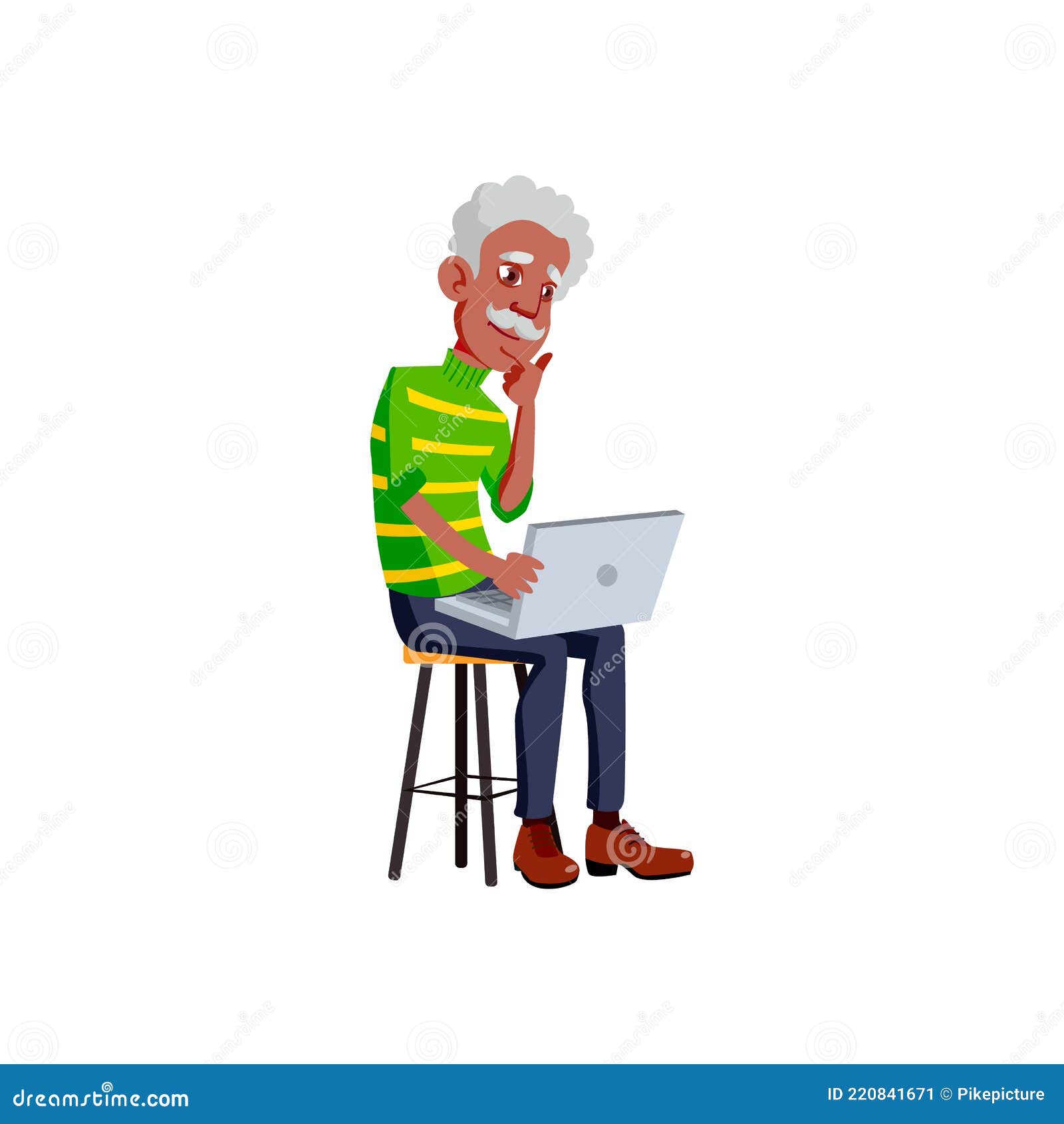 Old Man Reading Article on Laptop Screen Cartoon Vector Stock Vector ...