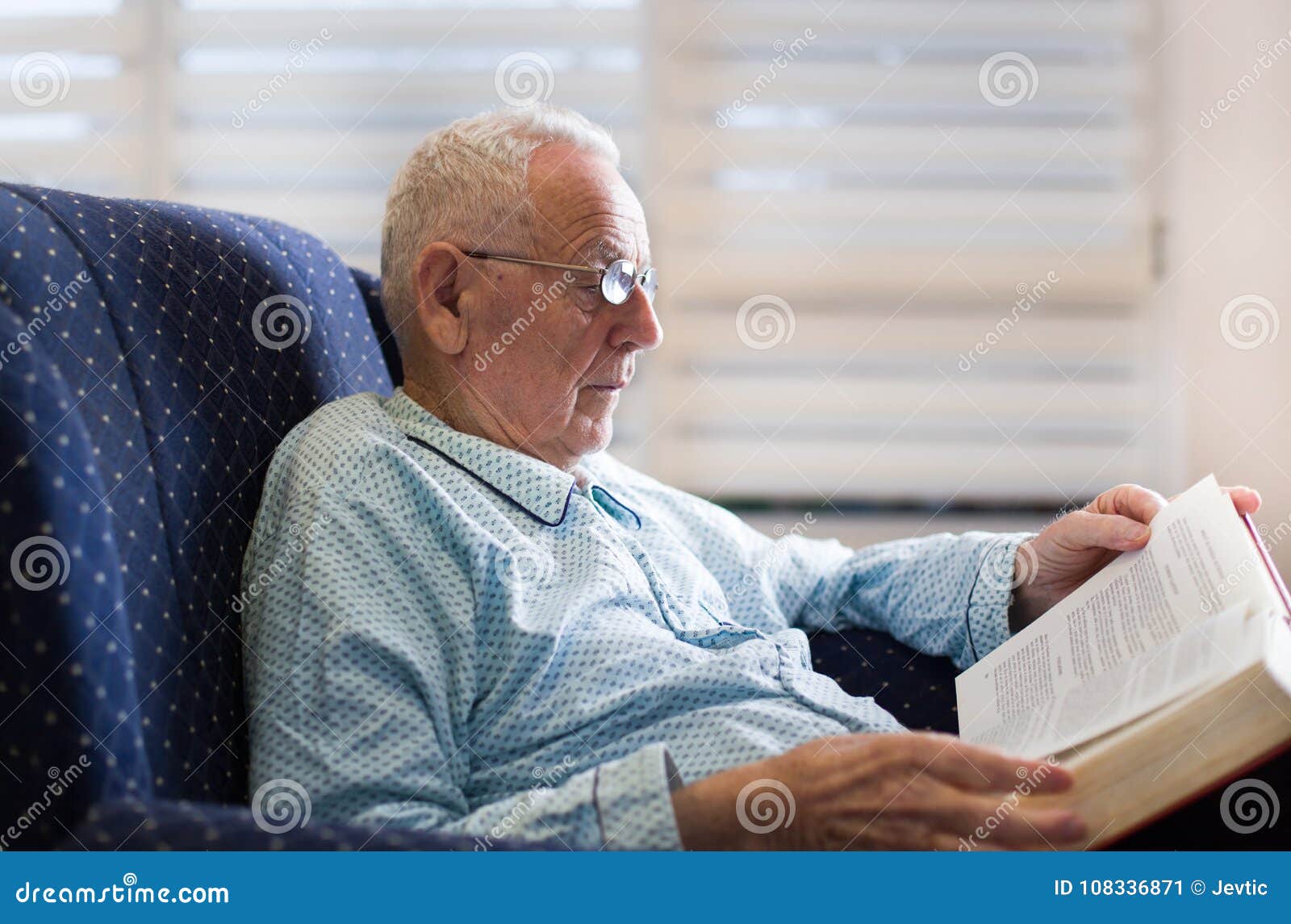 Old Man Reading Book At Home Stock Image Image Of Chair House 108336871