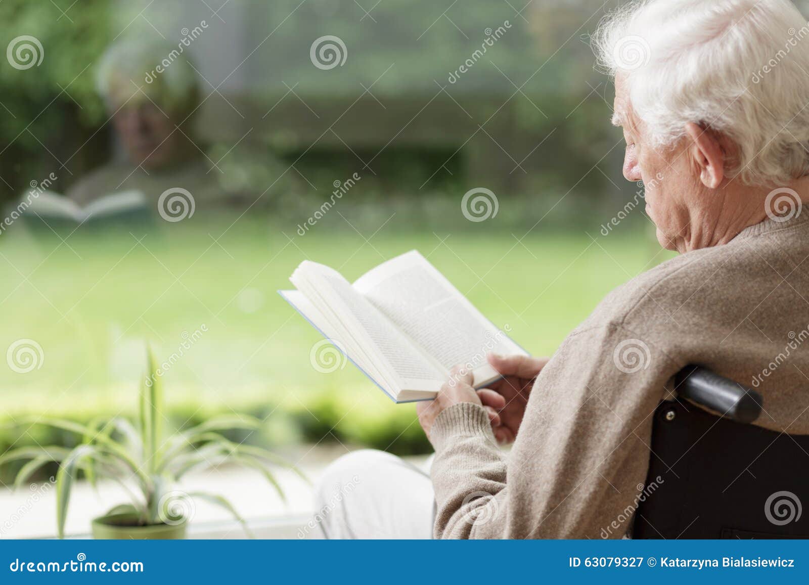 Old man reading a book stock image. Image of health, home - 63079327