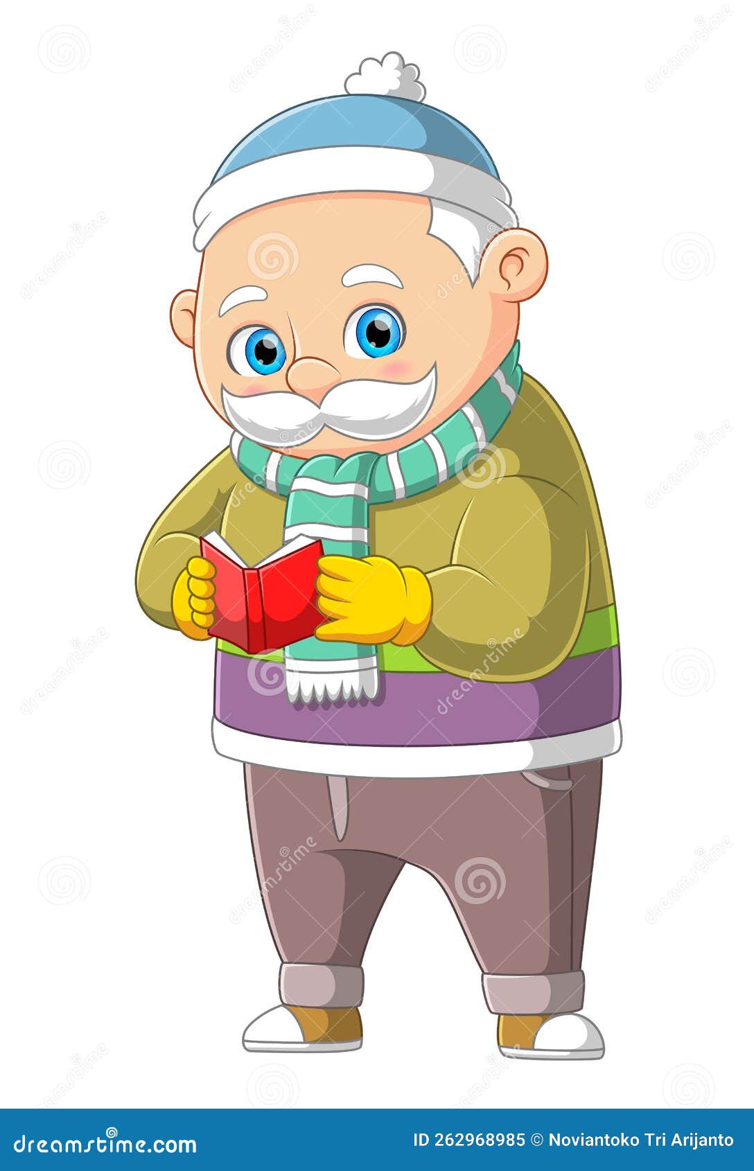 A Old Man Reading Book in Winter Season Stock Vector - Illustration of ...