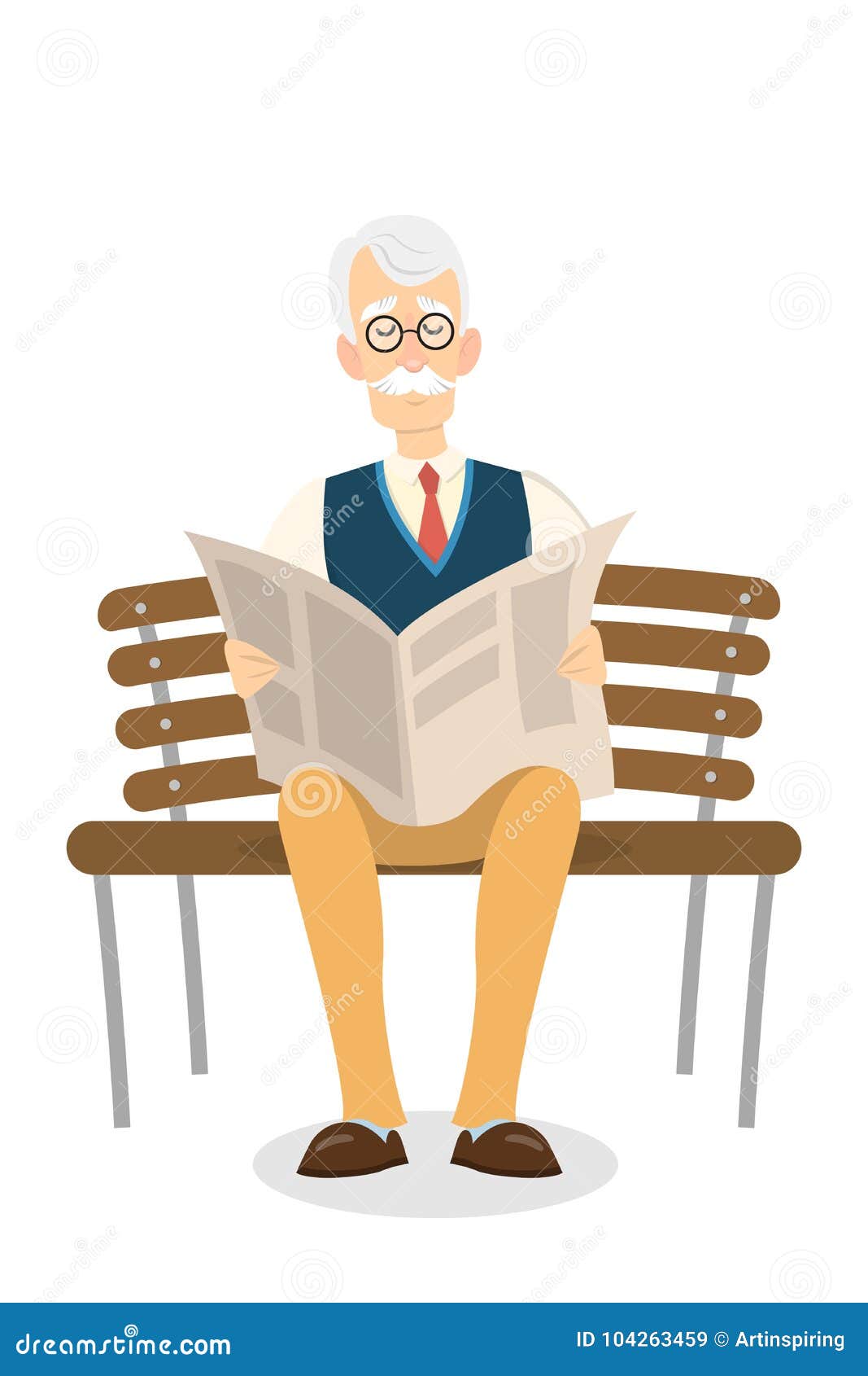 Old man reading. stock vector. Illustration of flat - 104263459