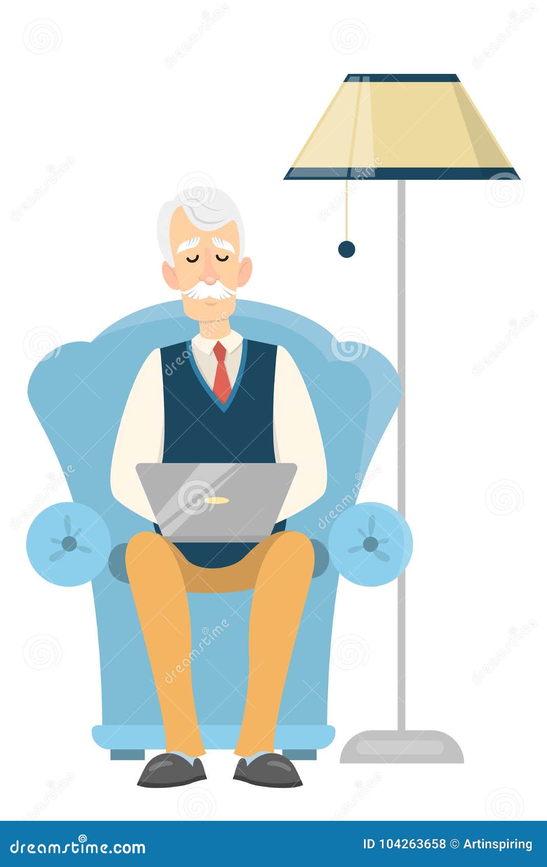 Old man reading. stock vector. Illustration of grandparents - 104263658