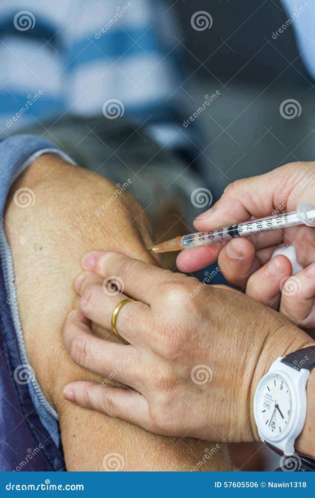 Old Man Receives Vaccine Injection Stock Photo - Image of doctor ...