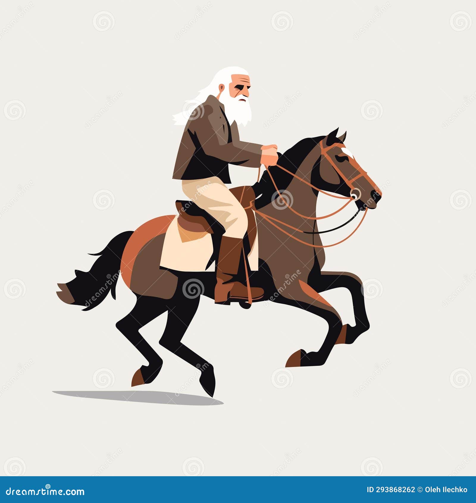Old Man Riding Horse Vector Flat Minimalistic Isolated Illustration ...
