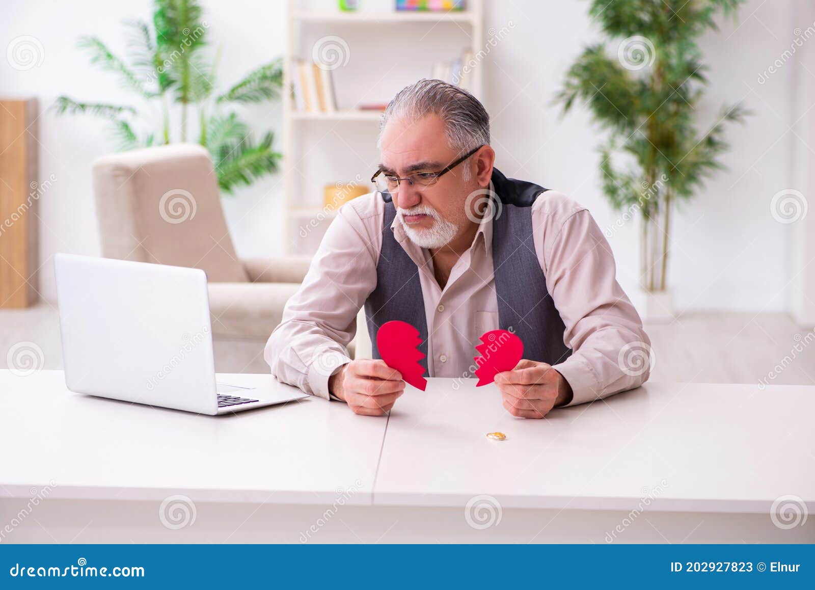Old Man Doing Marriage Proposal Via Internet Stock Image - Image of ...