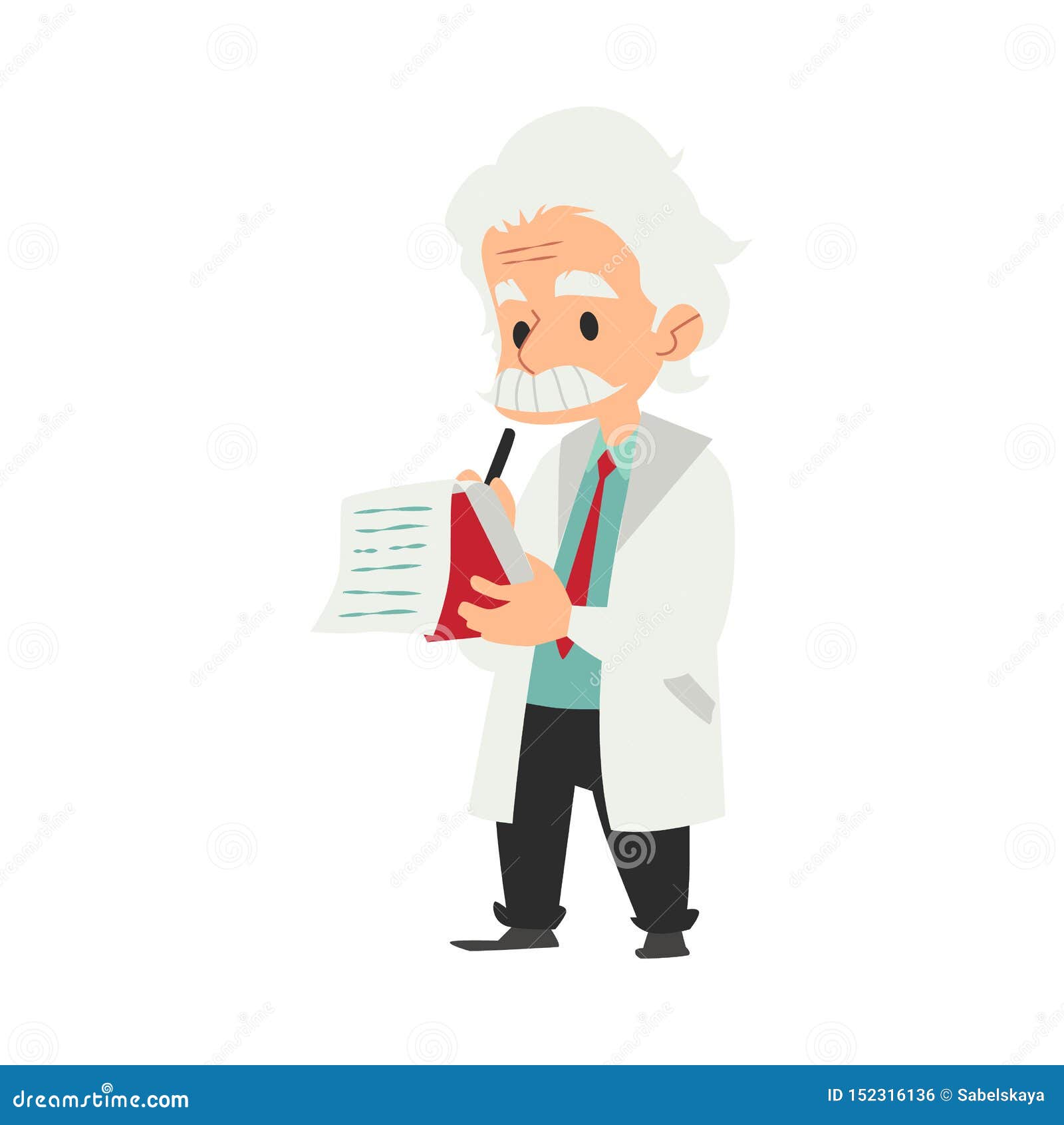 An Old Man, a Scientist and a Professor with Mustache in a Lab Coat ...