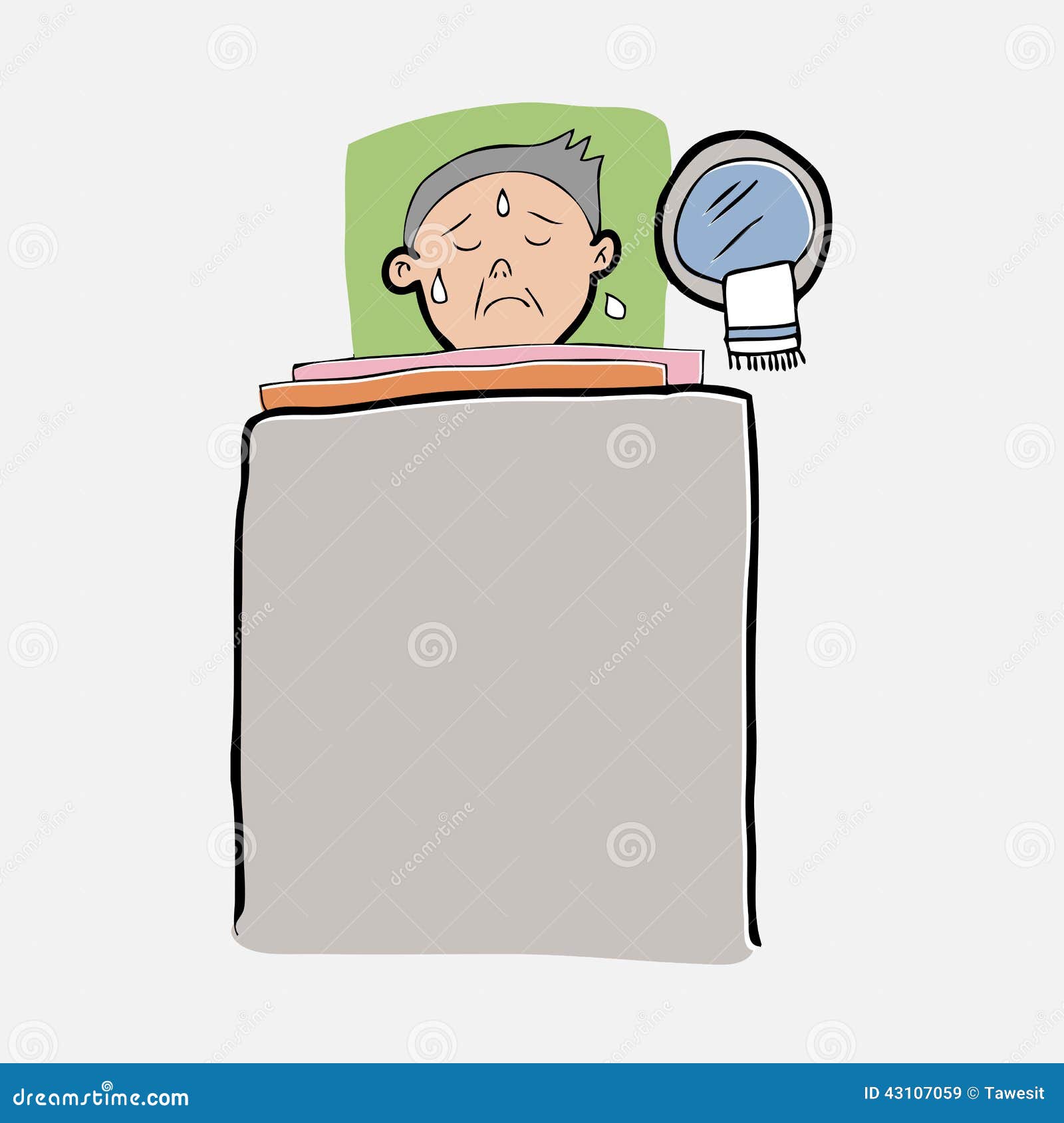 Old man sick on bed stock vector. Illustration of cartoon - 43107059