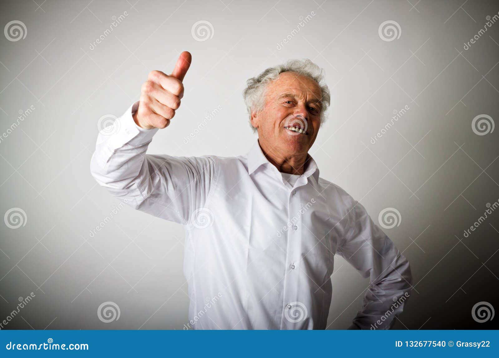 Old Man and Sign of Approval Stock Photo - Image of crazy, showing ...