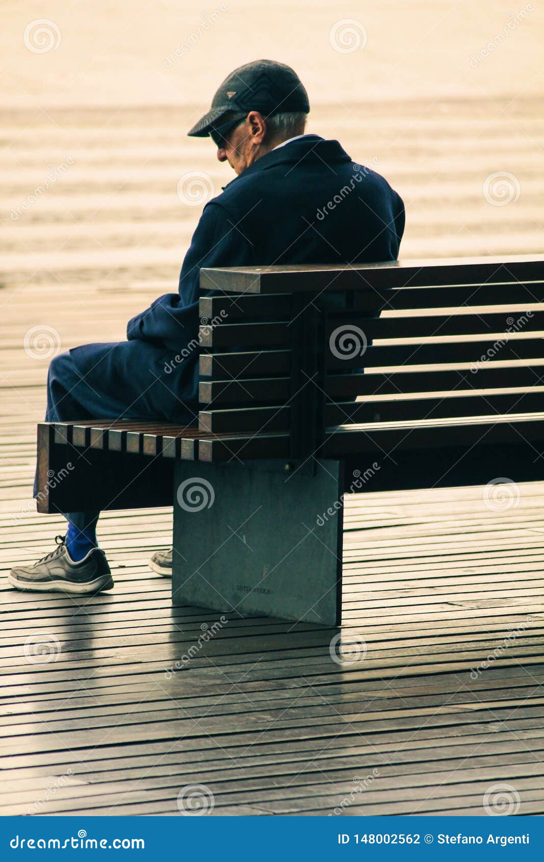 Old Man Sitting Alone On A Bench Editorial Photography Image Of