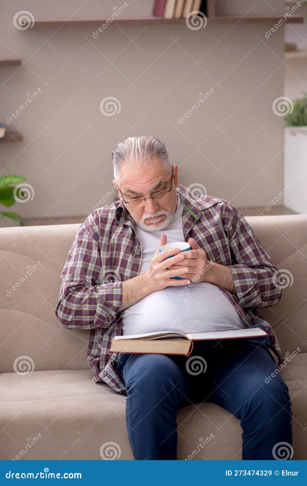 Old man sitting at home stock image. Image of isolation - 273474329