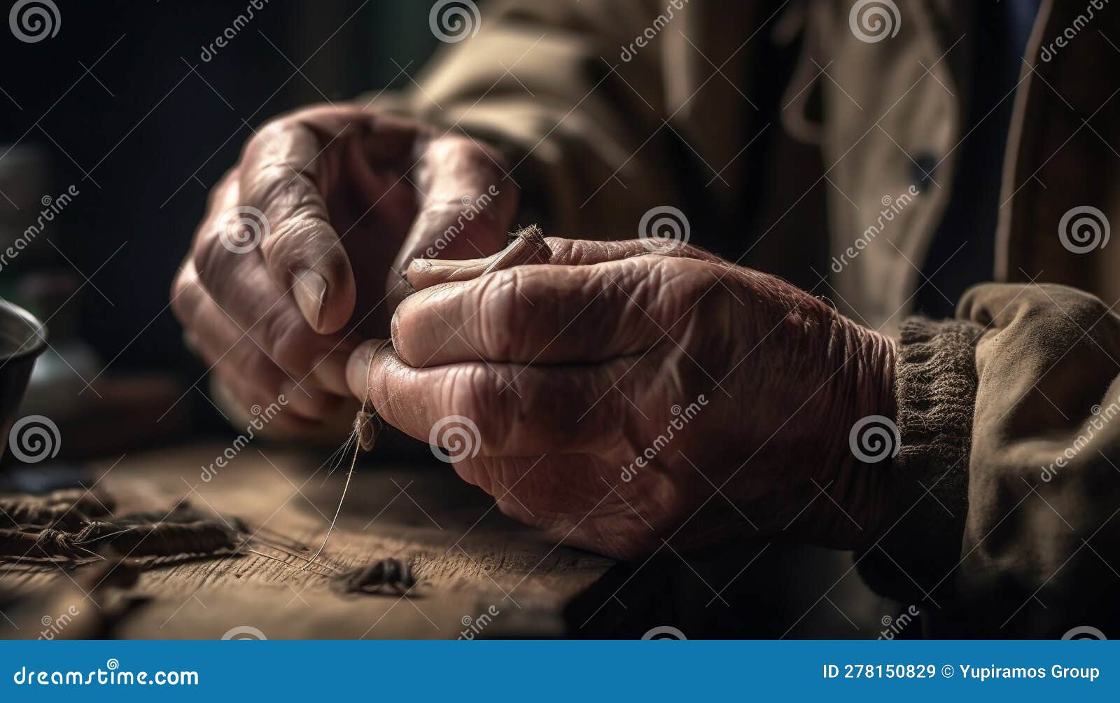 Old Man Skilled Hand Crafts Homemade Leather Generated by AI Stock ...