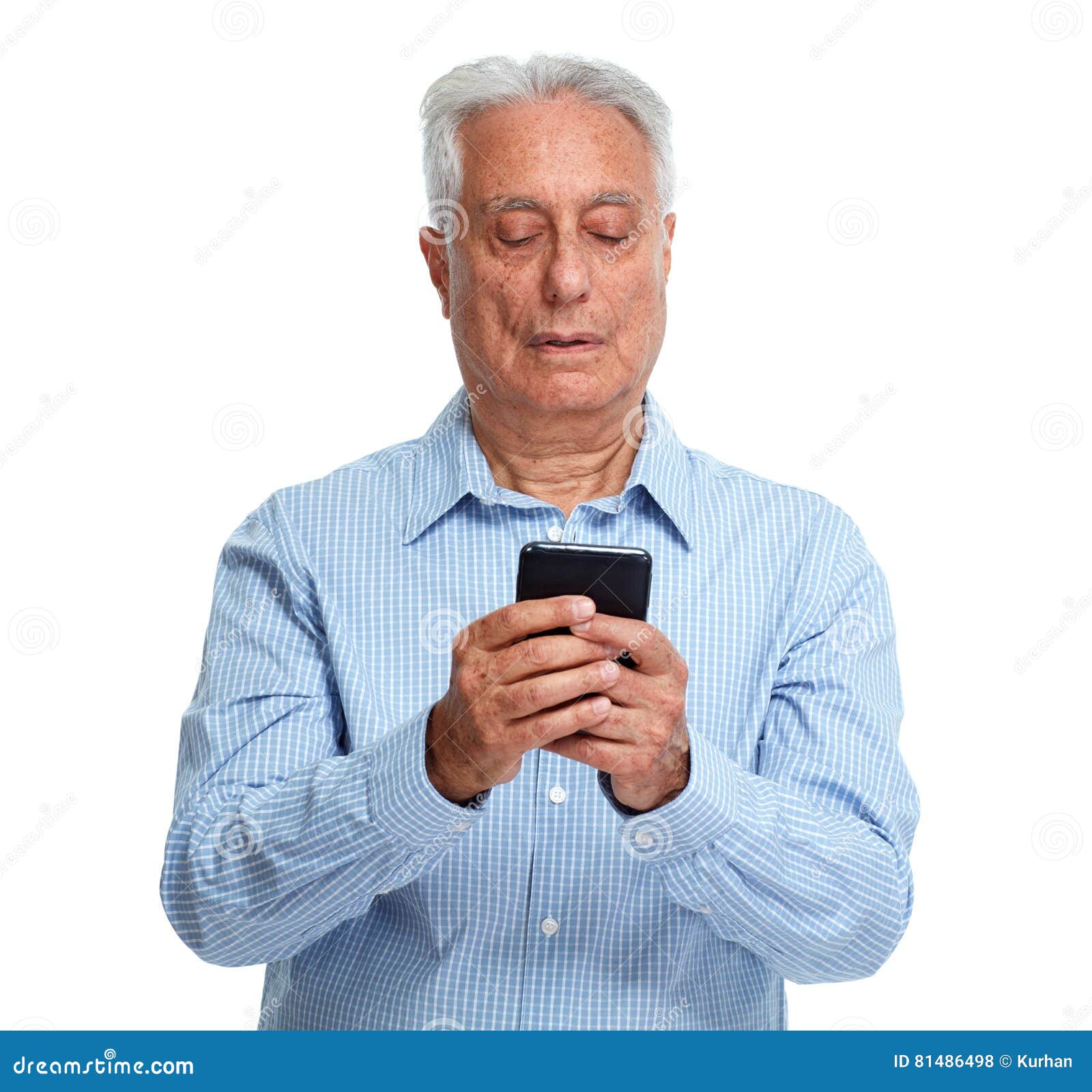 Old man with smartphone stock photo. Image of friendly - 81486498