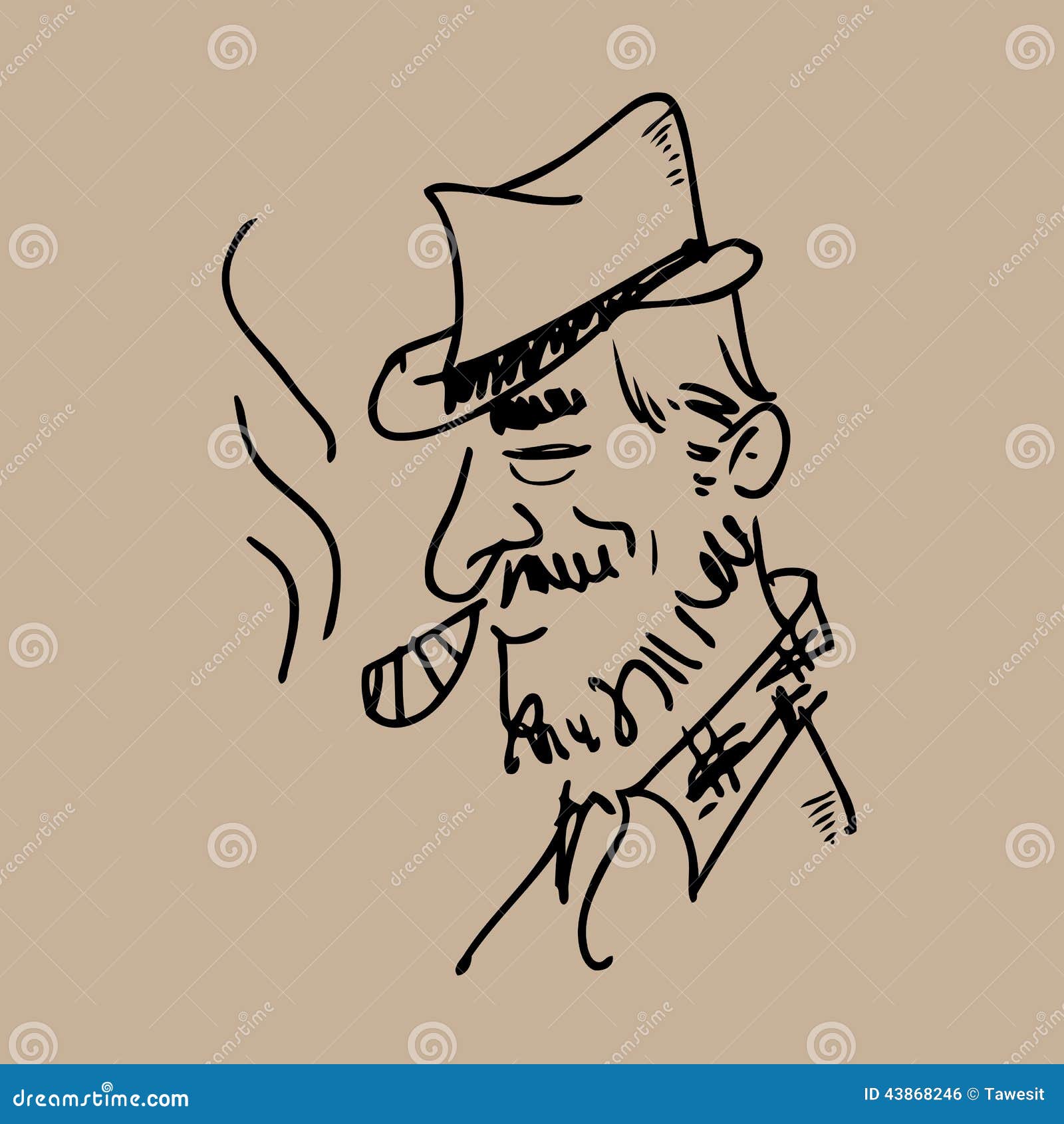 Drawing. The Man With The Cigar. Stock Image | CartoonDealer.com #59034295