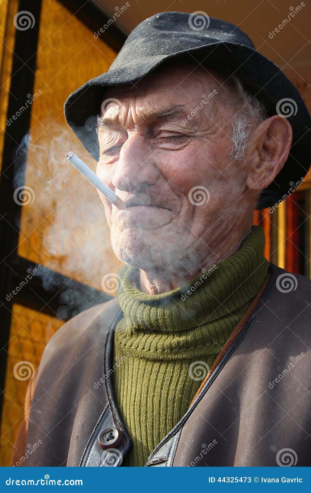 Old man smoking stock image. Image of cigar, smoking - 44325473