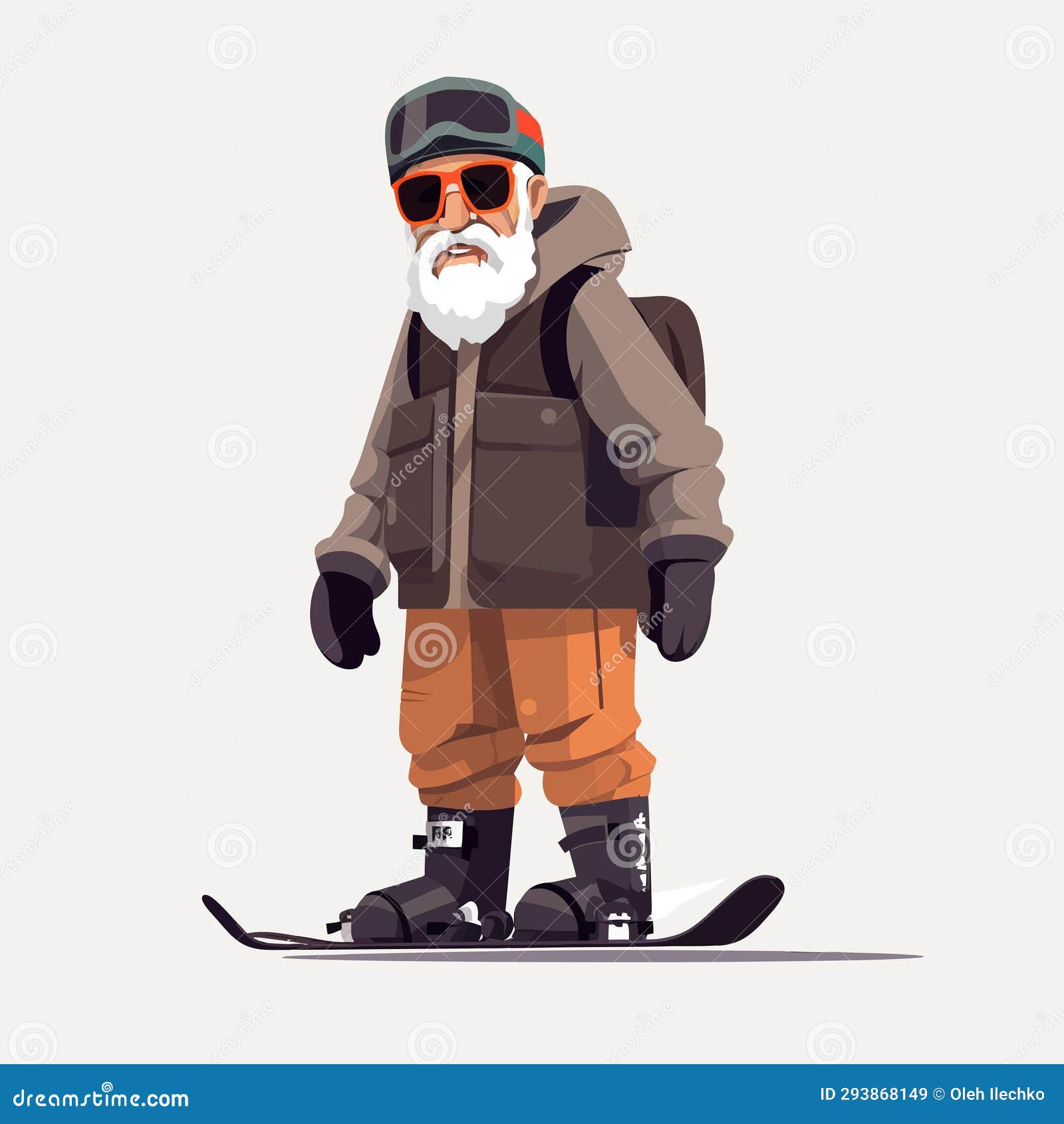 Old Man Snowboarding Vector Flat Minimalistic Isolated Illustration ...
