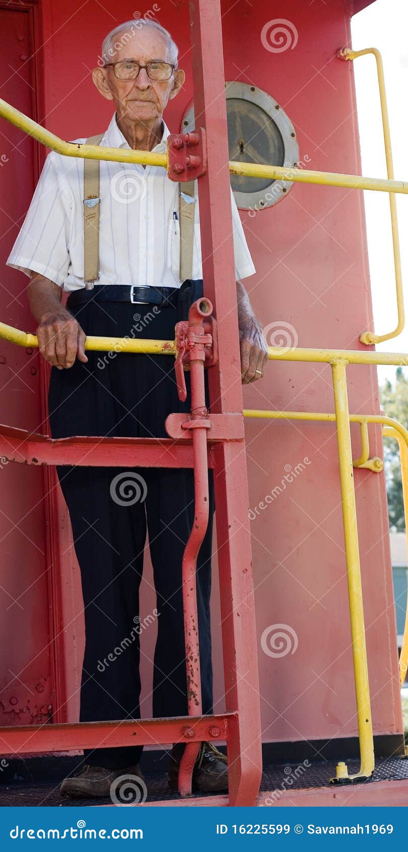 Old Man Standing on Train stock image. Image of wrinkles - 16225599