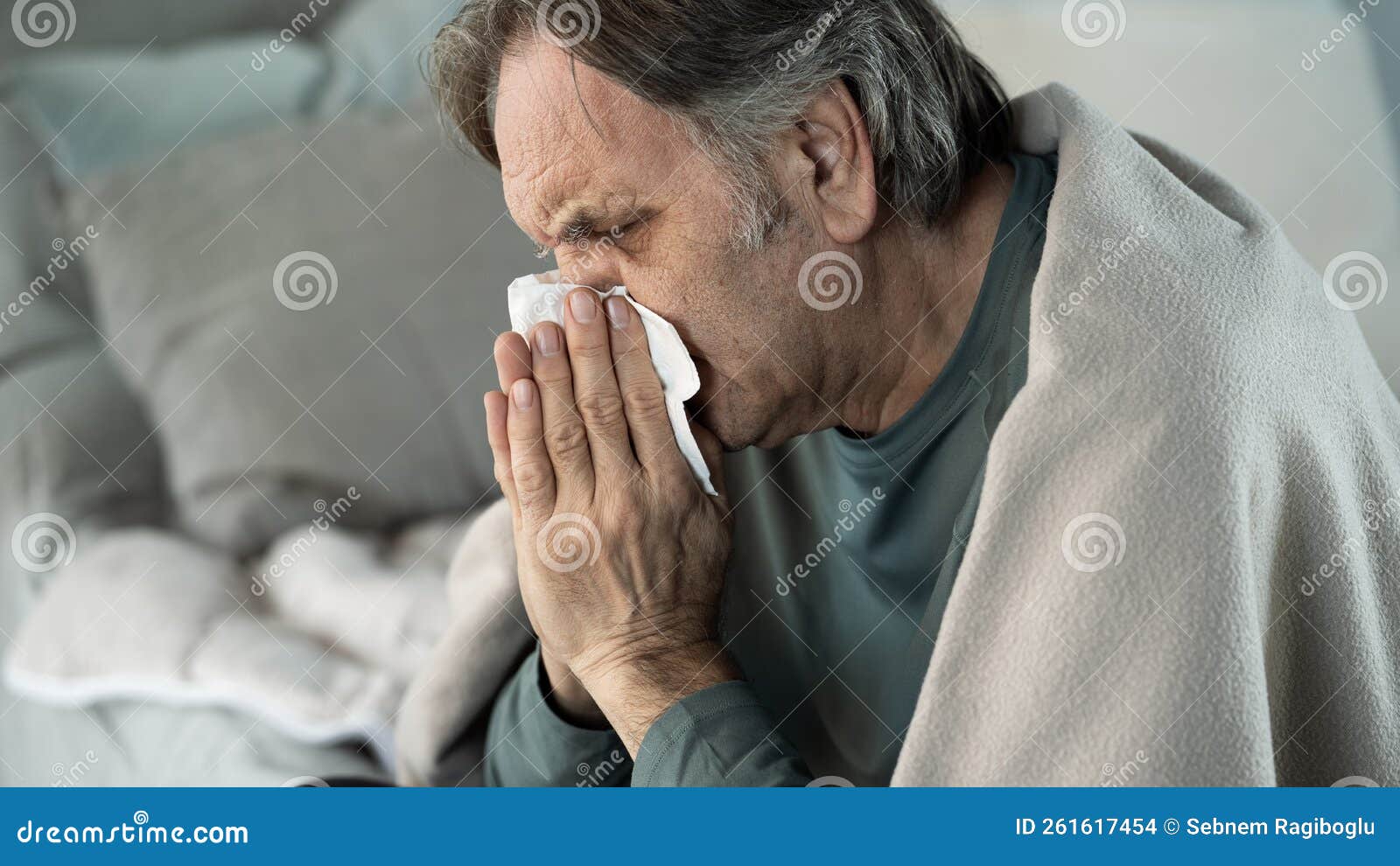 Old Man Suffering from Cold Stock Photo - Image of elder, nose: 261617454