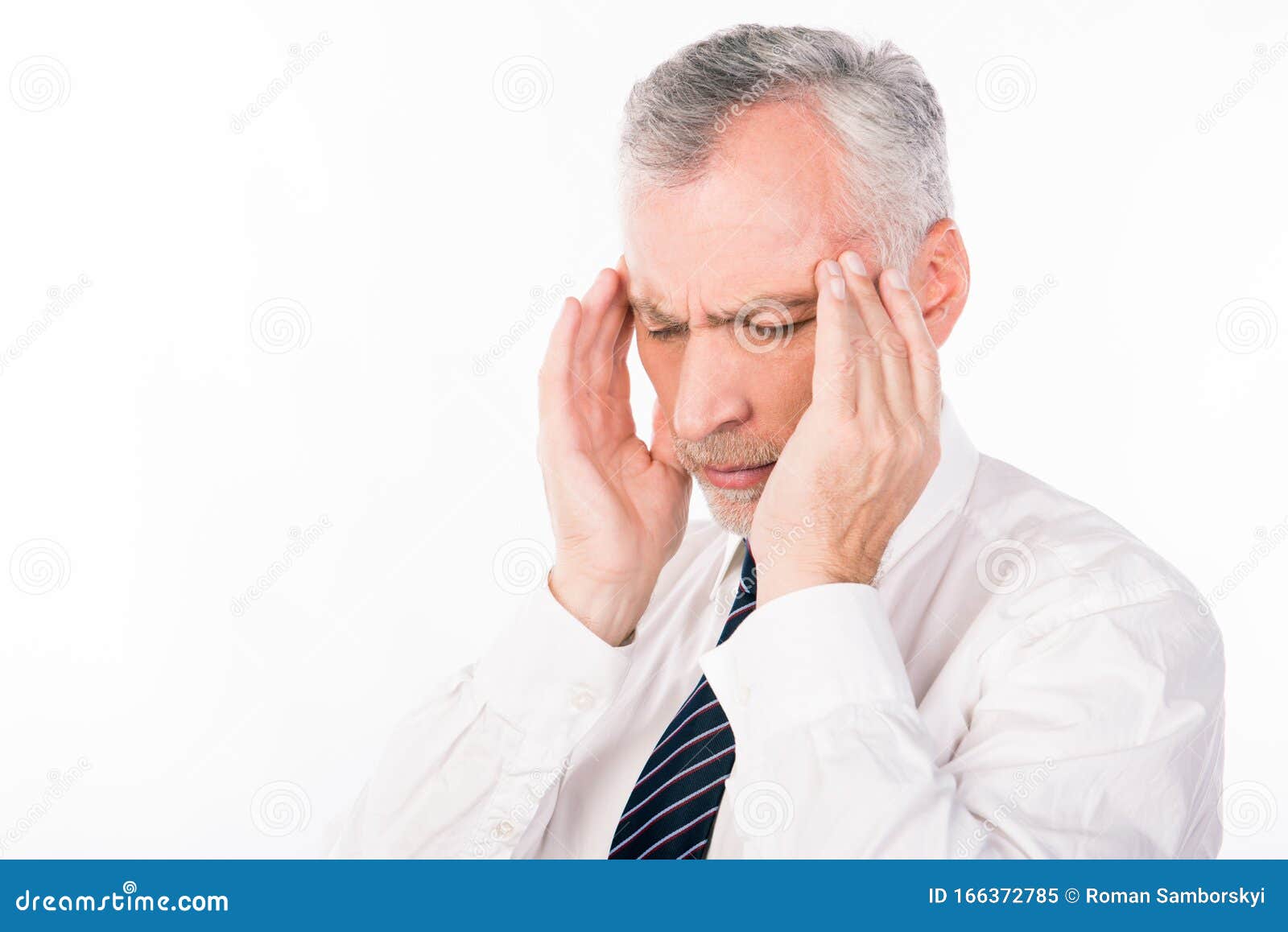 Old Man Suffering of Headache in Business Suit Stock Image - Image of ...