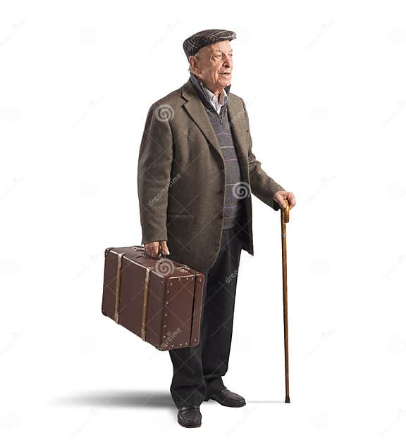 Old man with suitcase stock photo. Image of grandfather - 64099948