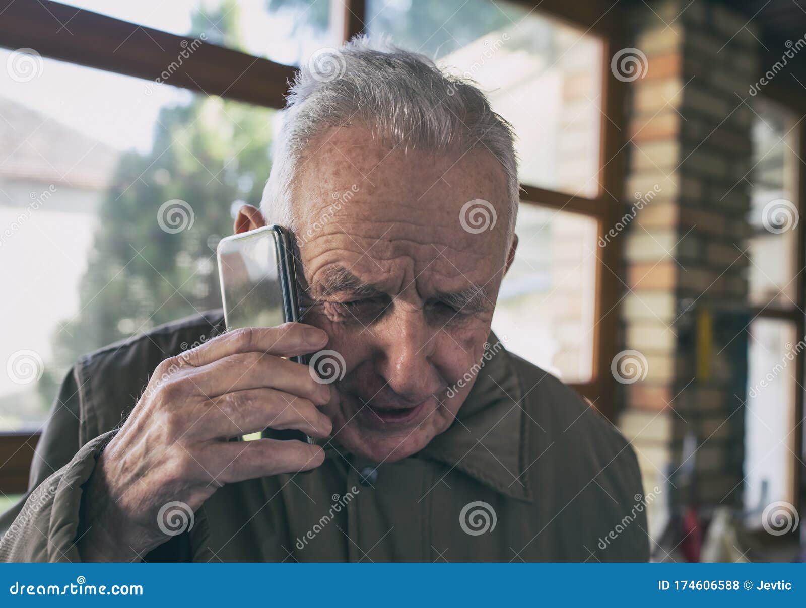 Old Man Talking on Mobile Phone Stock Photo - Image of male, call ...