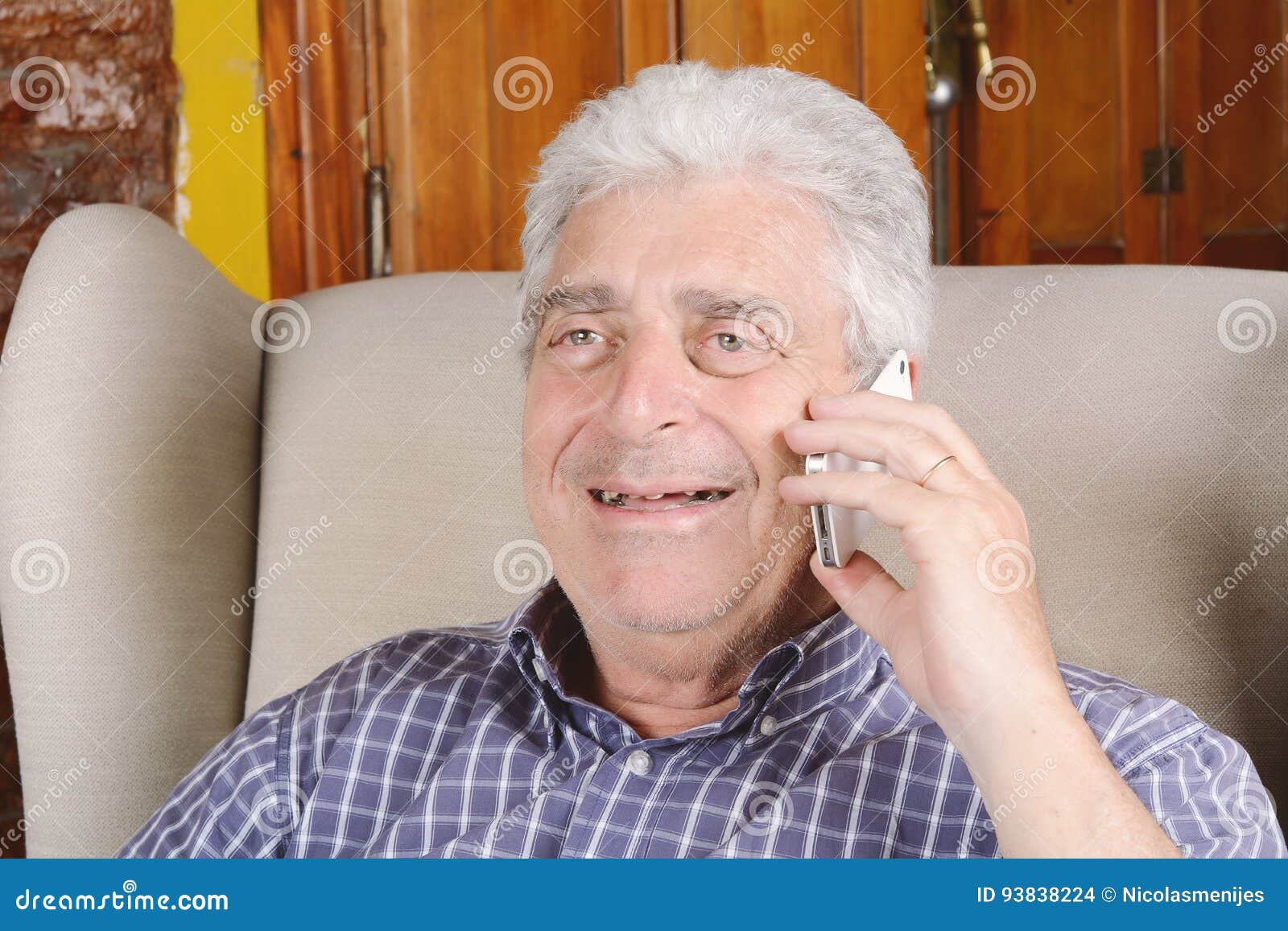 Old man talking on phone. stock photo. Image of caucasian - 93838224