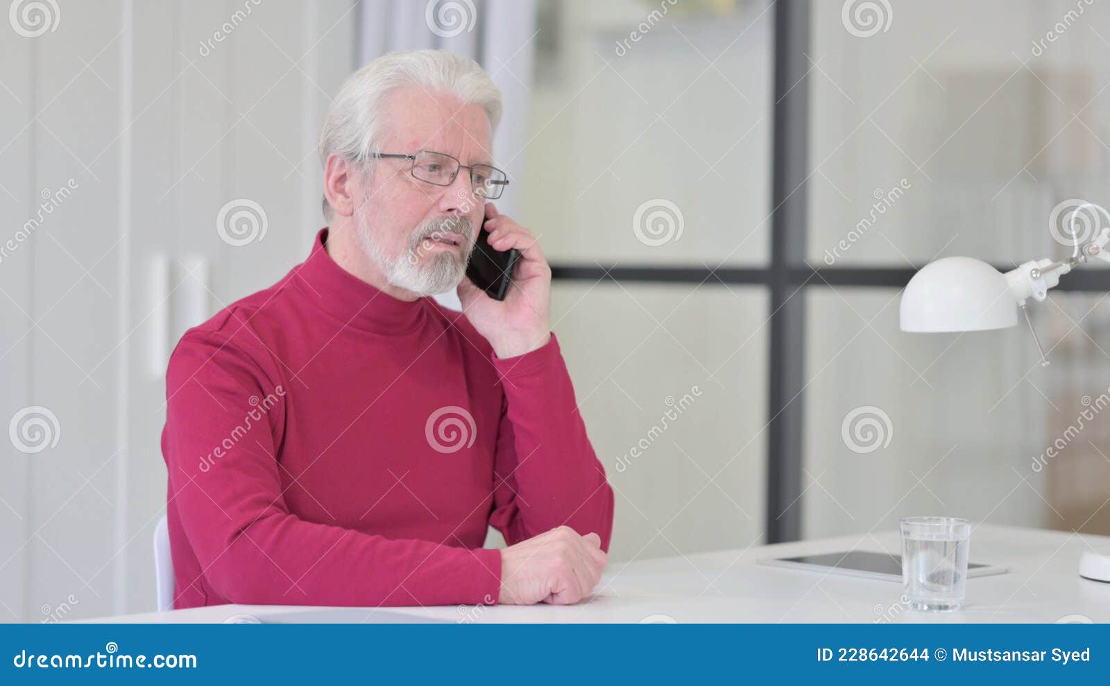 Old Man Talking on Phone at Work Stock Photo - Image of busy, business ...