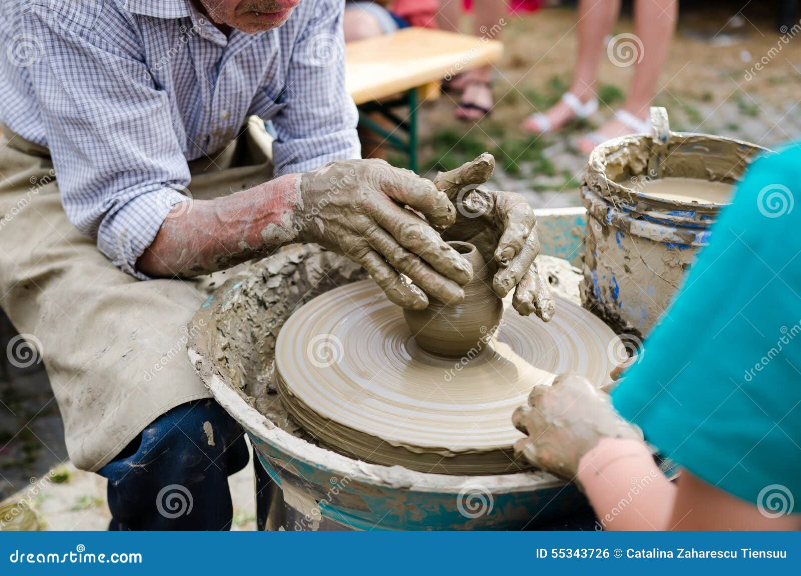 Old Man Teaching Pottery Stock Photo - Image: 55343726