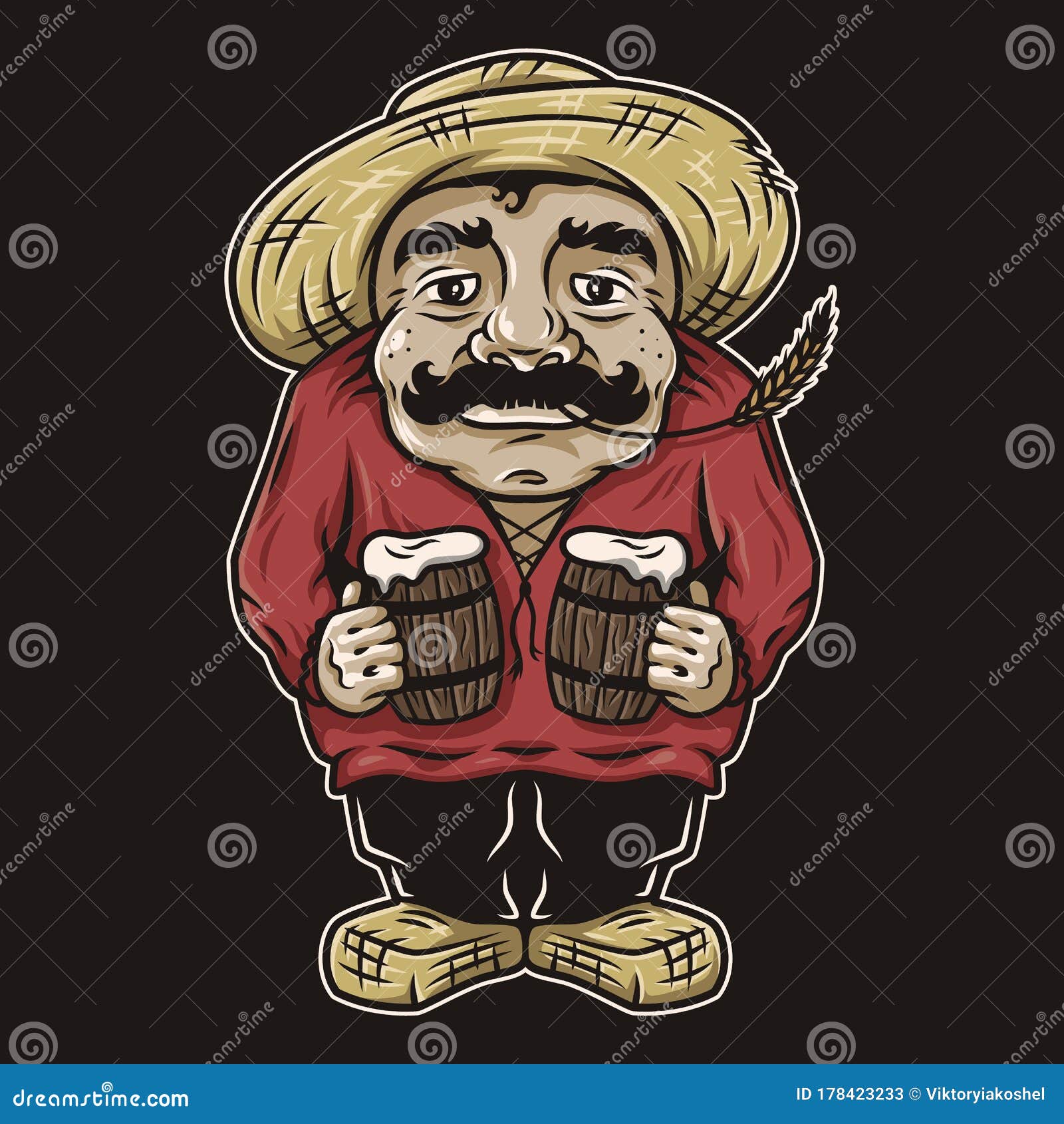 Old Man with Two Pints of Beer Stock Vector - Illustration of brand ...