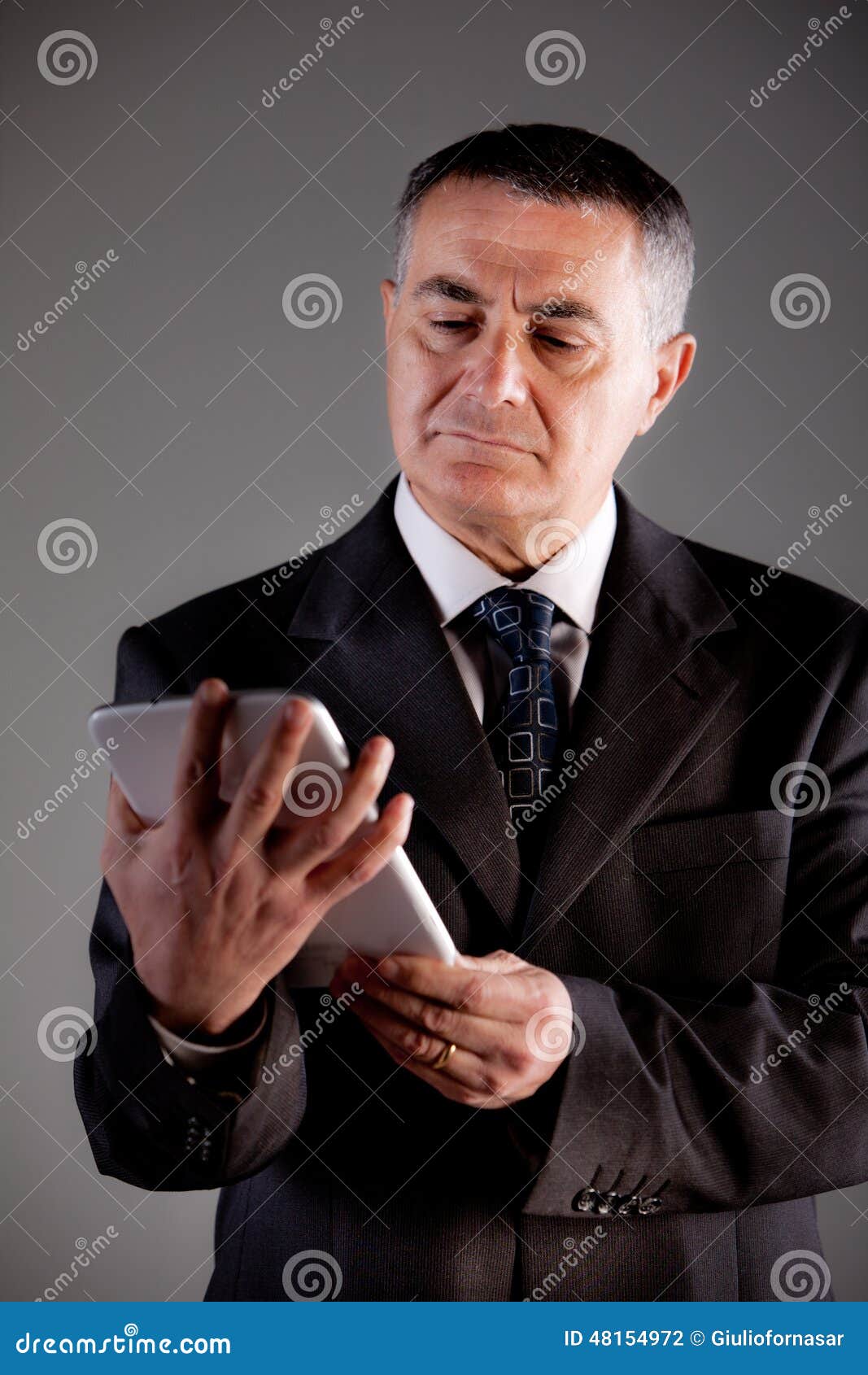 Old Man Using a Digital Tablet Stock Photo - Image of business, phone ...