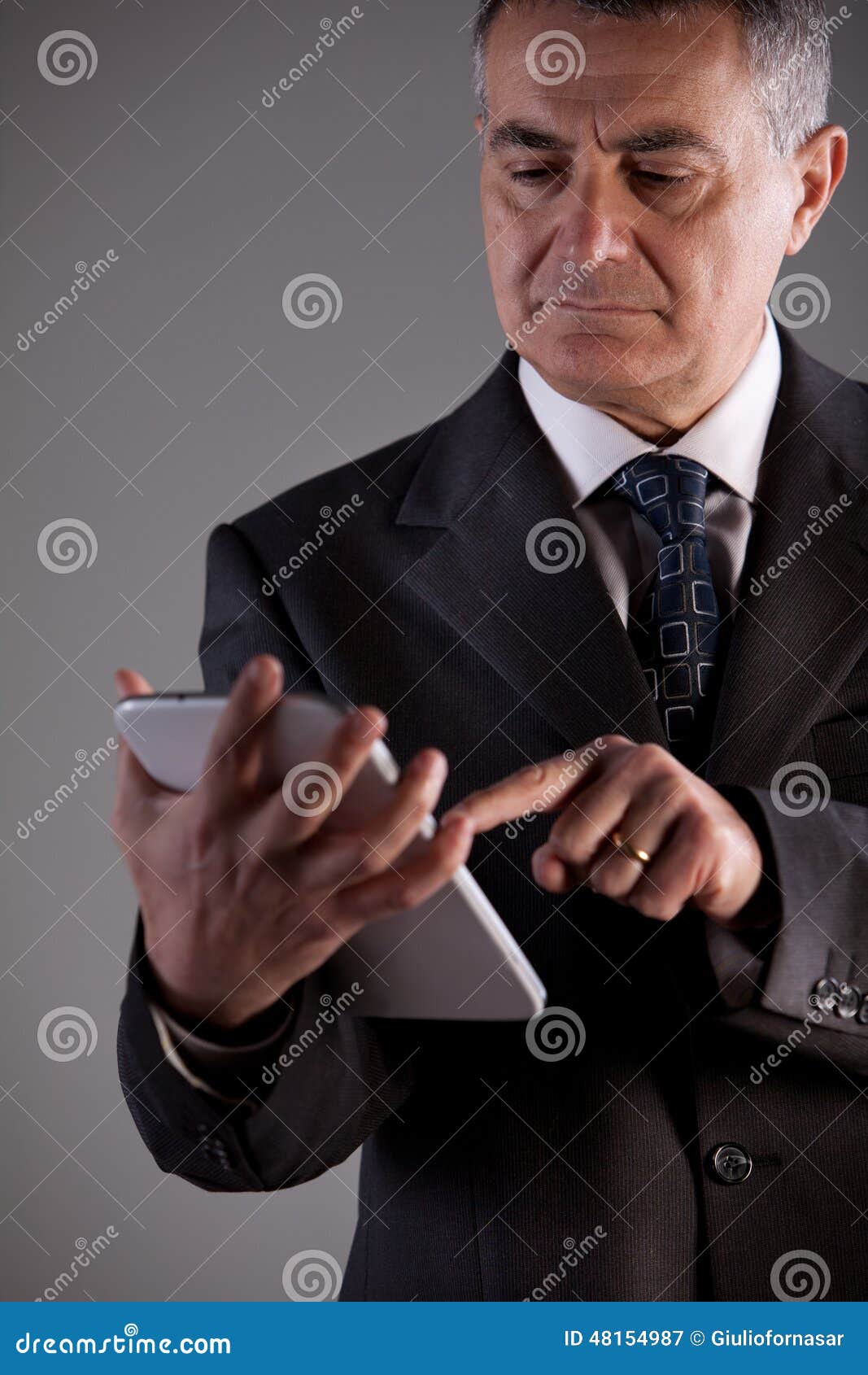 Old Man Using a Digital Tablet Stock Image - Image of natural, maker ...