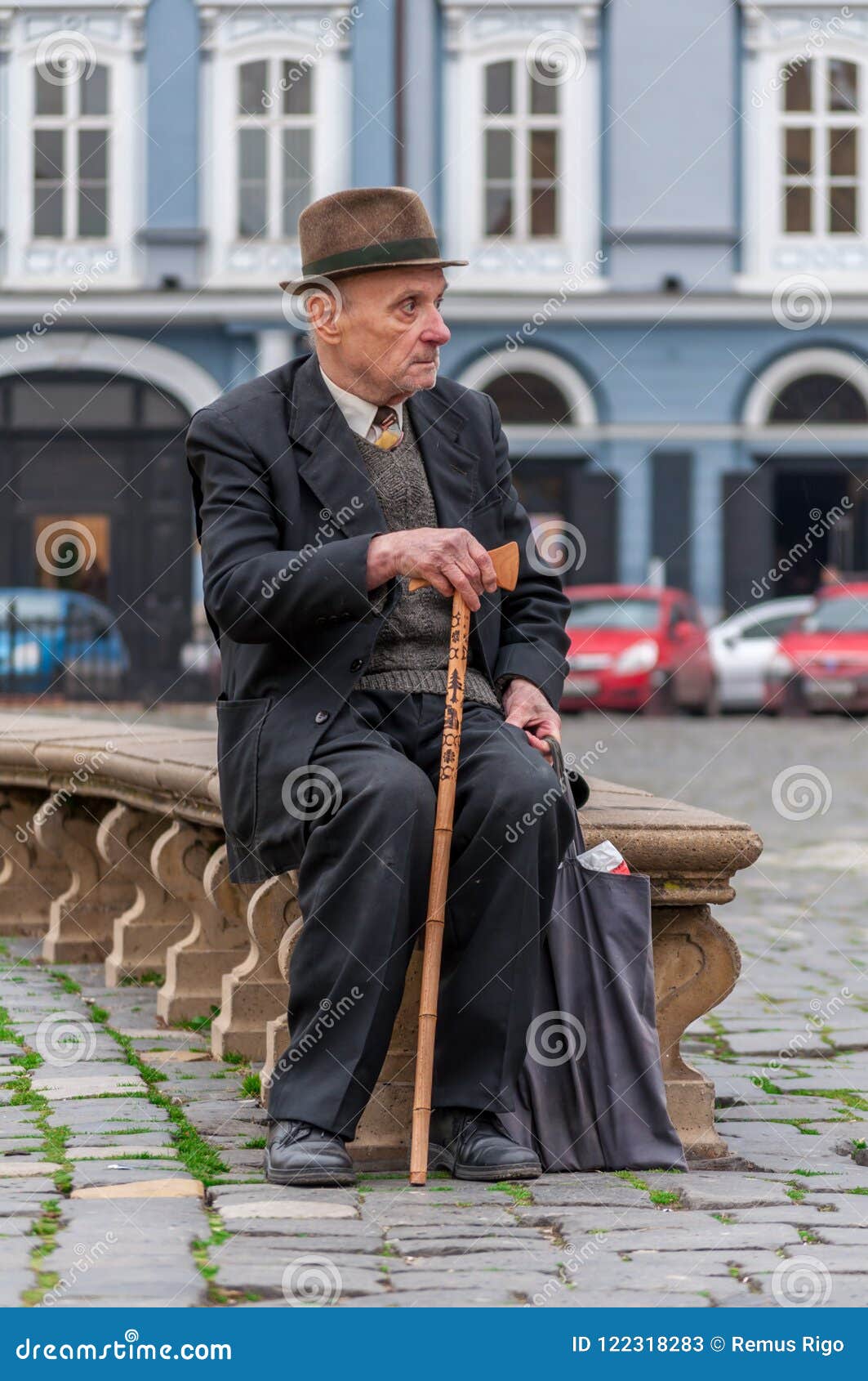 Old Man Using a Walking Stick Editorial Stock Photo - Image of ...